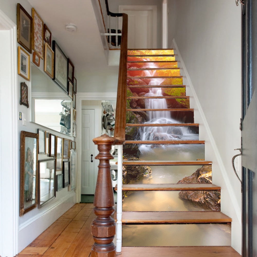 Waterfall Stair Stickers Decals Peel and Stick Natural Landscape Stair ...