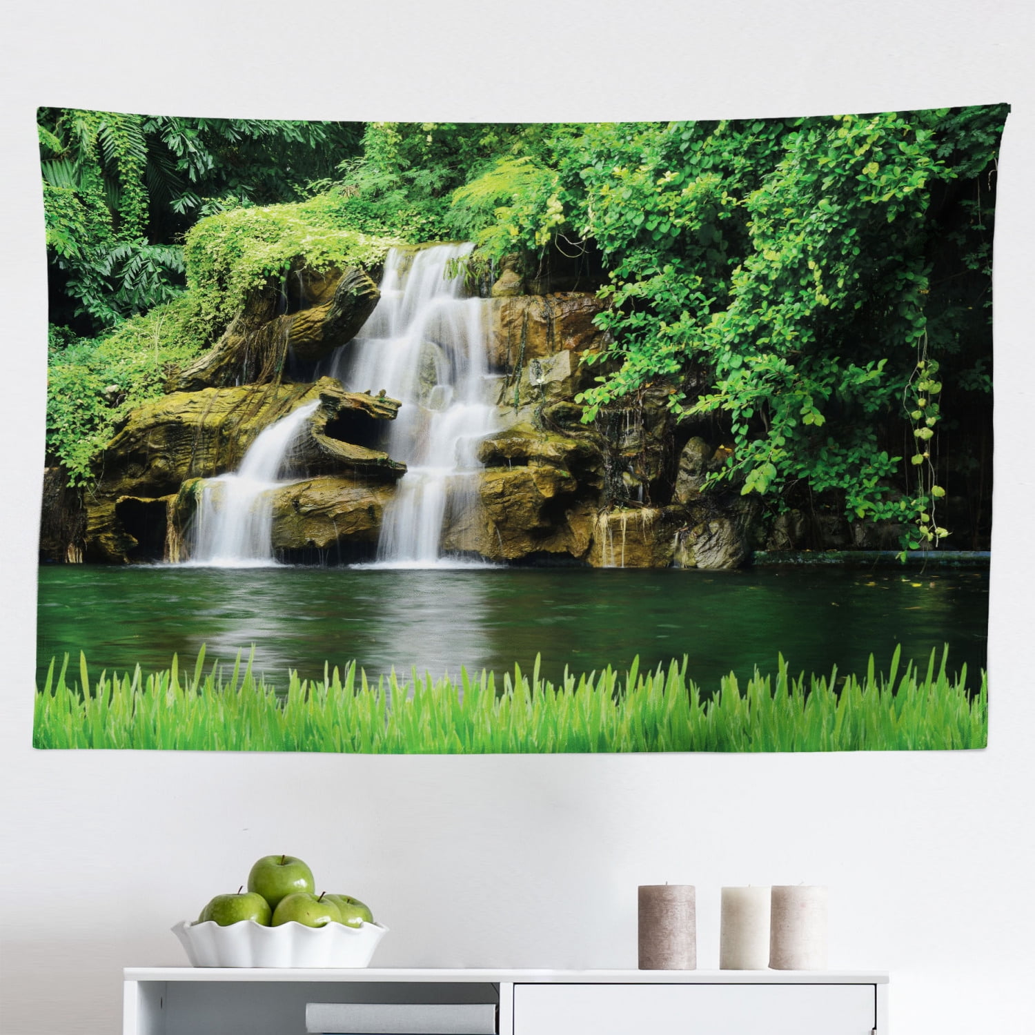 Waterfall Tapestry, Photo of Mother and Waterfalls by The Mountain Side ...