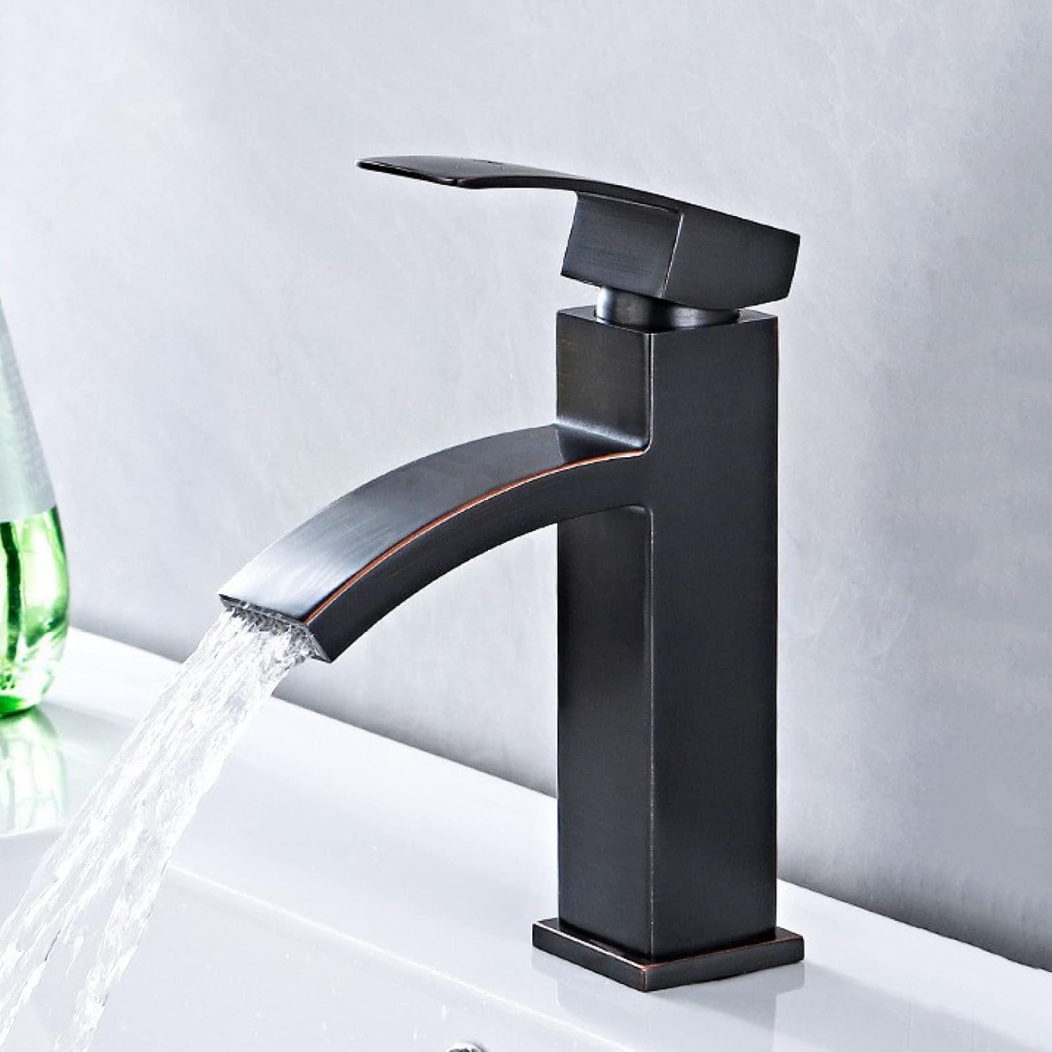 Waterfall Taps for Bathroom Sink Black, Basin Taps Single Lever Hot and ...