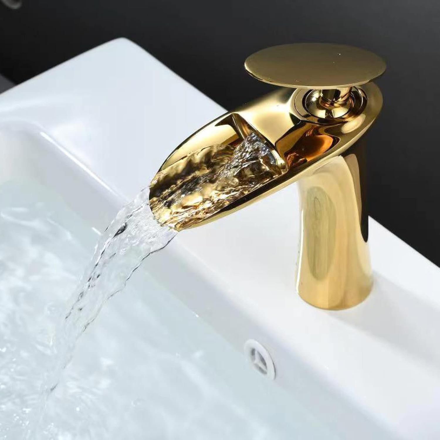 Waterfall Taps for Bathroom Sink, Brass, Basin Taps Hot and Cold Water ...