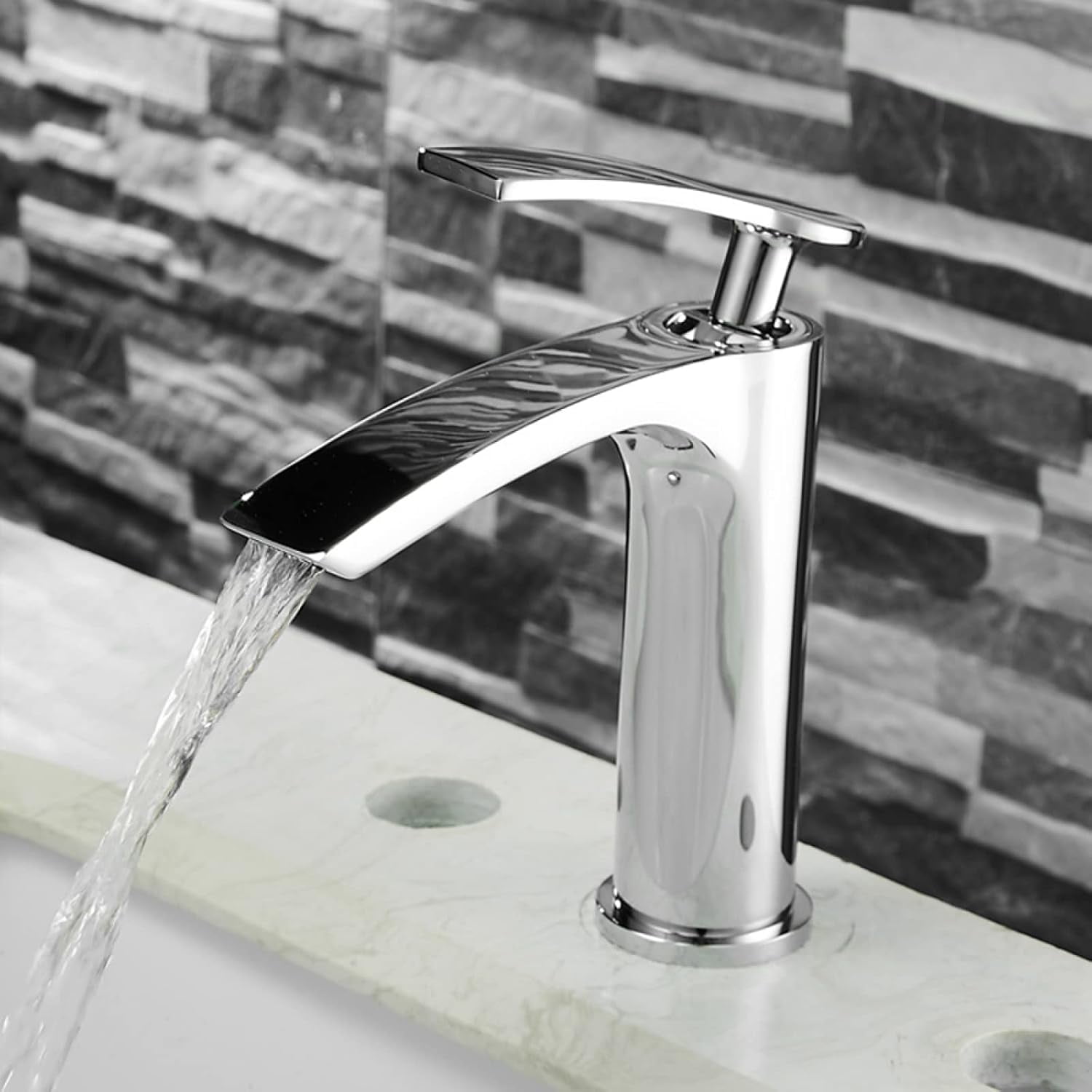 Waterfall Taps for Bathroom Sink, Hot&Cold Basin Sink Brass, Single ...