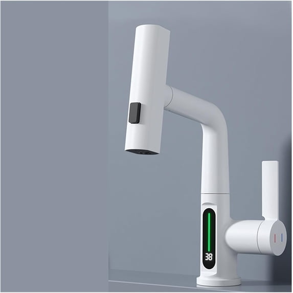 Waterfall Temperature Digital Display Basin Faucet Lift Up Down Stream ...