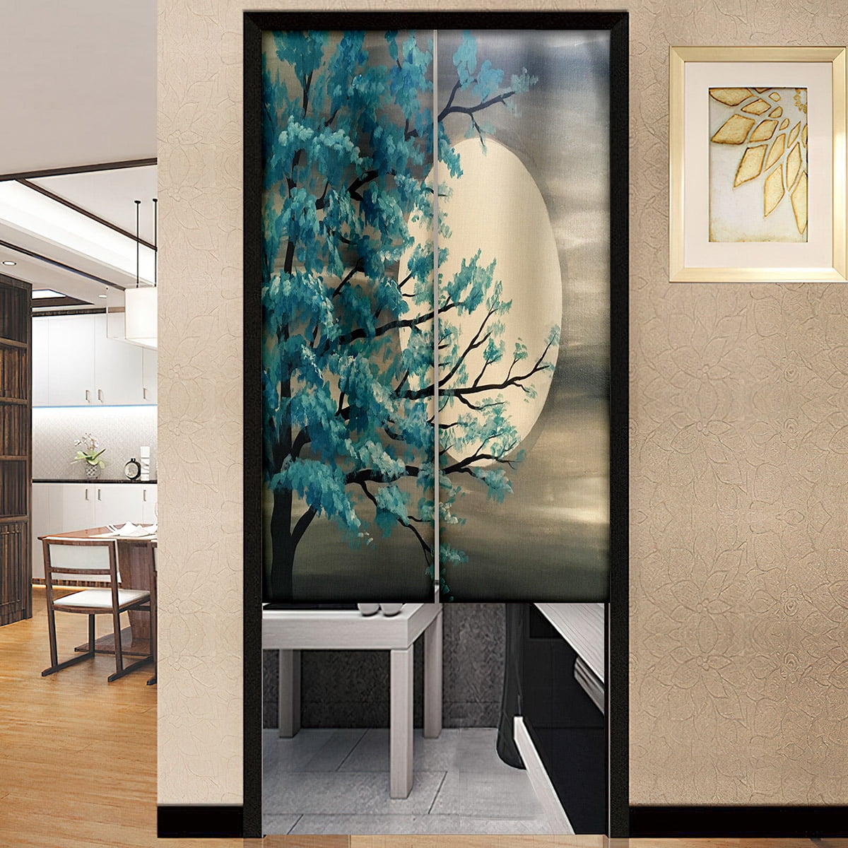 Waterfall Tree Oil Painting Print Door Curtain Kitchen Partition Drapes ...