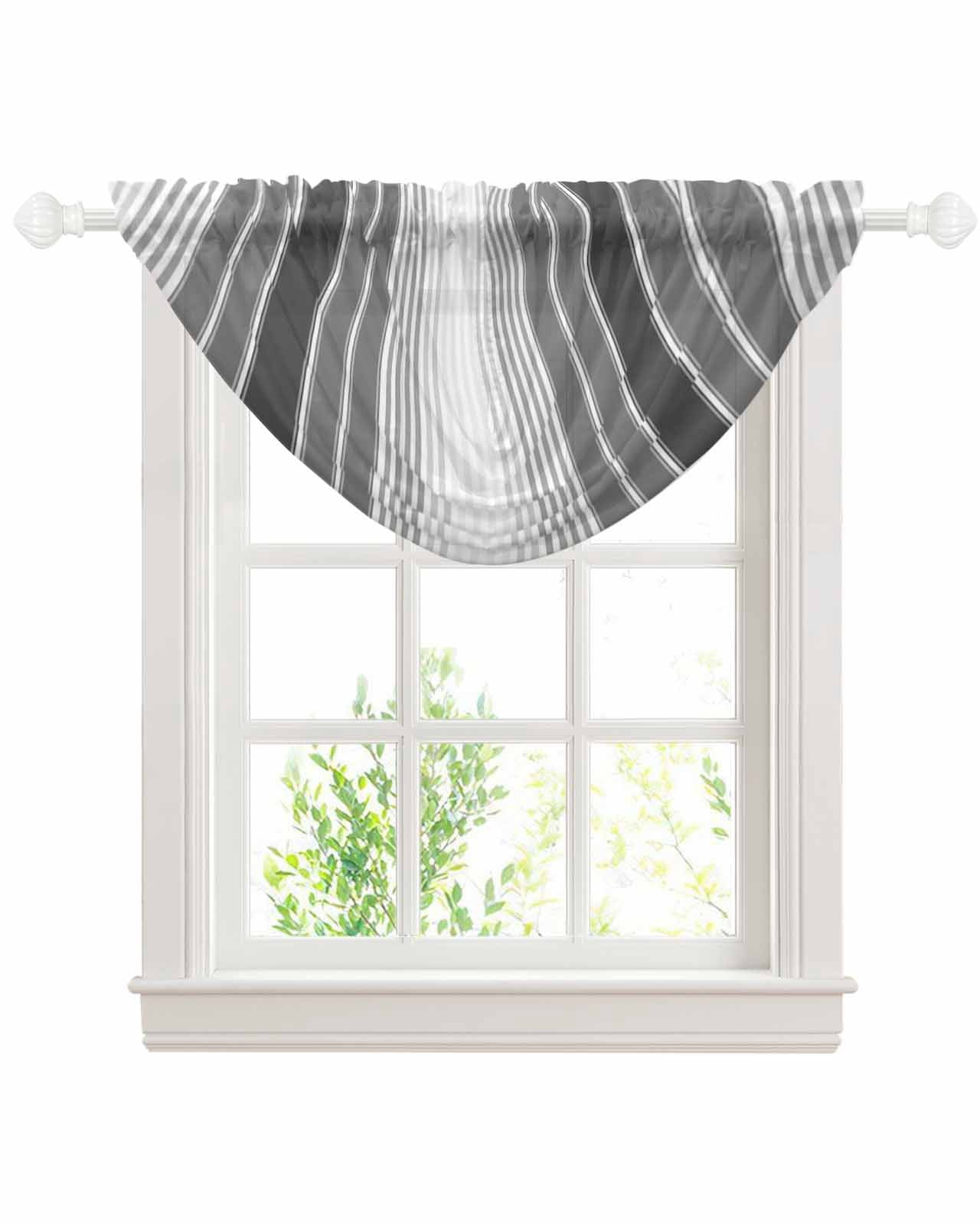 Waterfall Valance Curtains Gray Vertical Stripes Sheer Swag Valance for ...