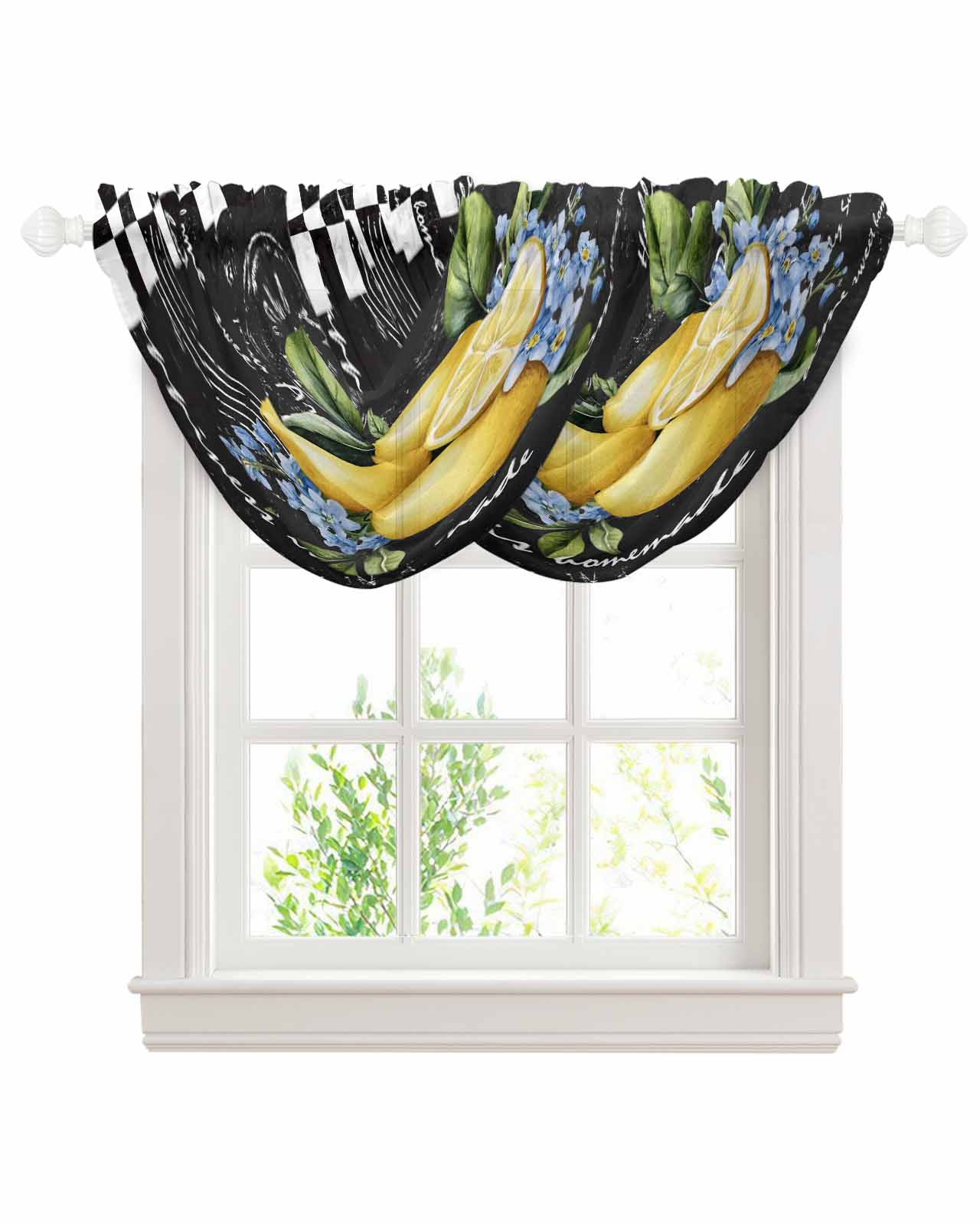 Waterfall Valance Curtains Lemon Sheer Swag Valance for Window ...