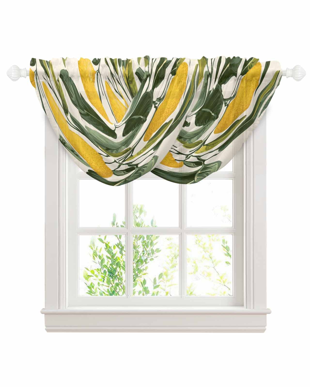 Waterfall Valance Curtains Lemon Sheer Swag Valance for Windows ...