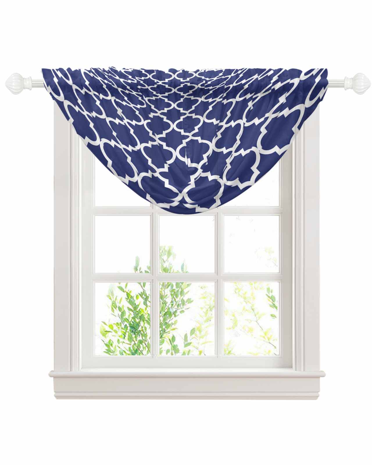 Waterfall Valance Curtains Navy Blue Morocco Sheer Swag Valance for ...
