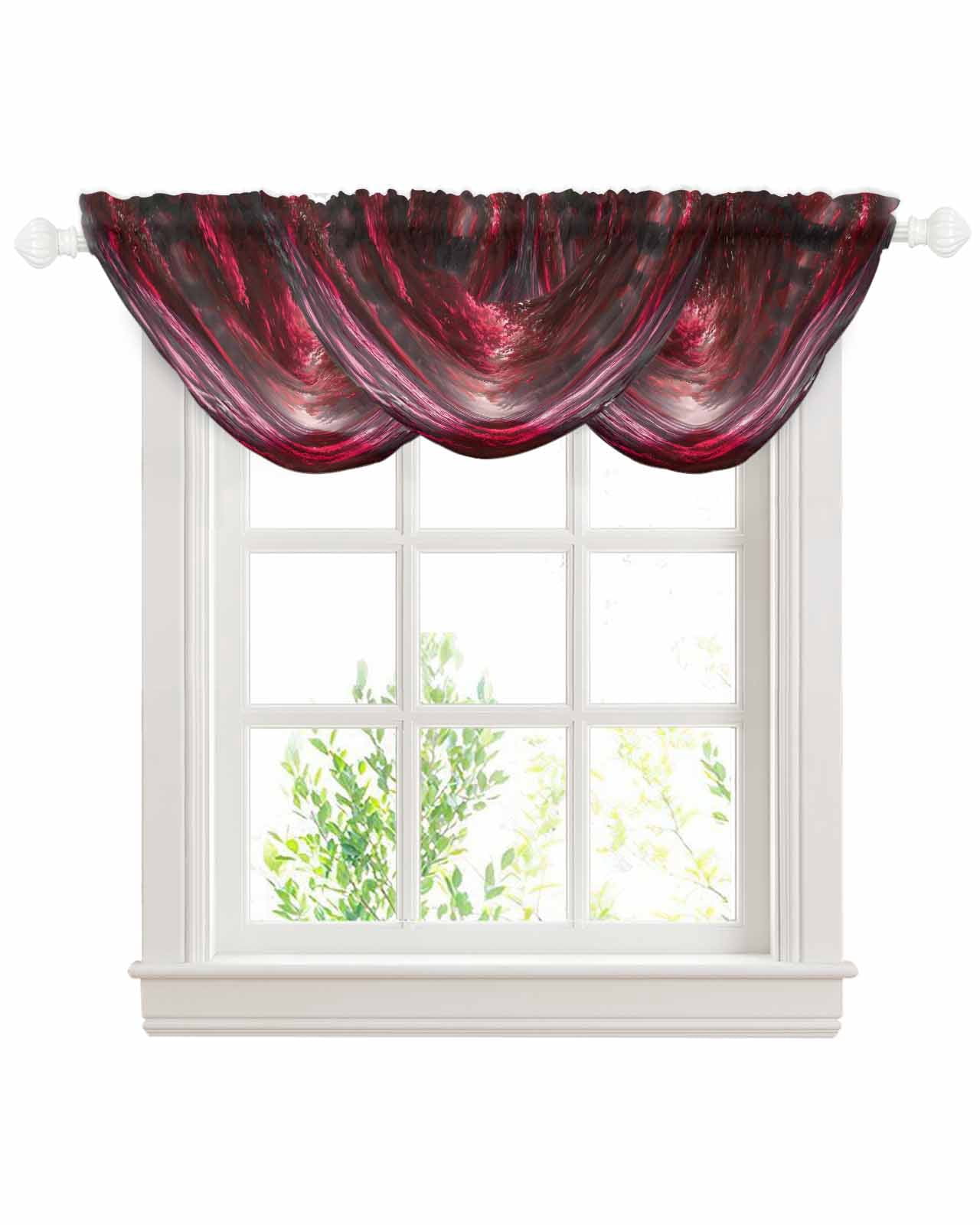 Waterfall Valance Curtains Red Trees Sheer Swag Valance for Window ...