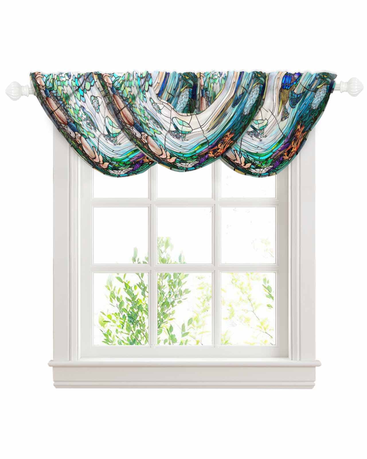 Waterfall Valance Curtains Summer Sea Turtle Sheer Swag Valance for ...