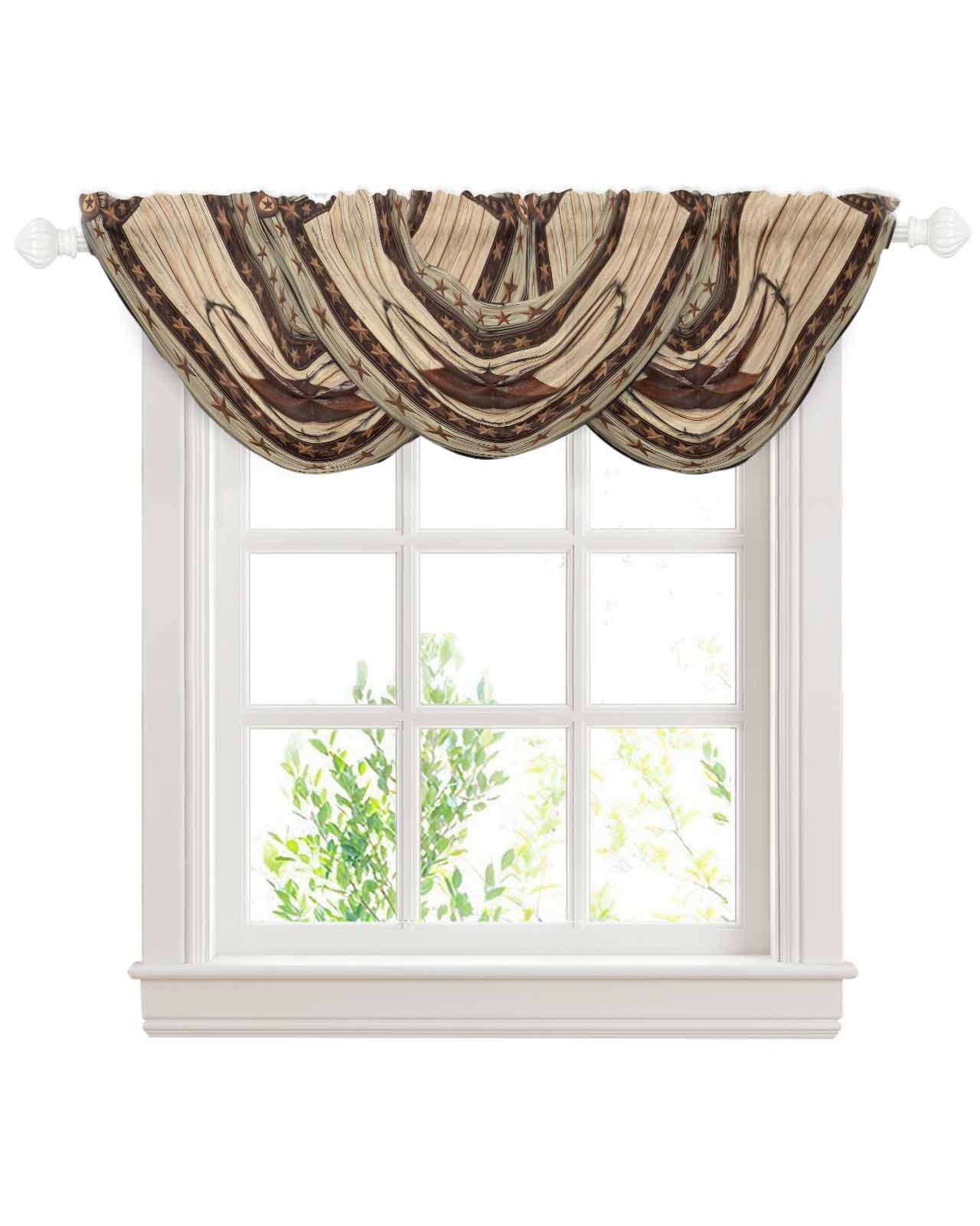 Waterfall Valance Curtains Texas Star Brown Sheer Swag Valance for ...