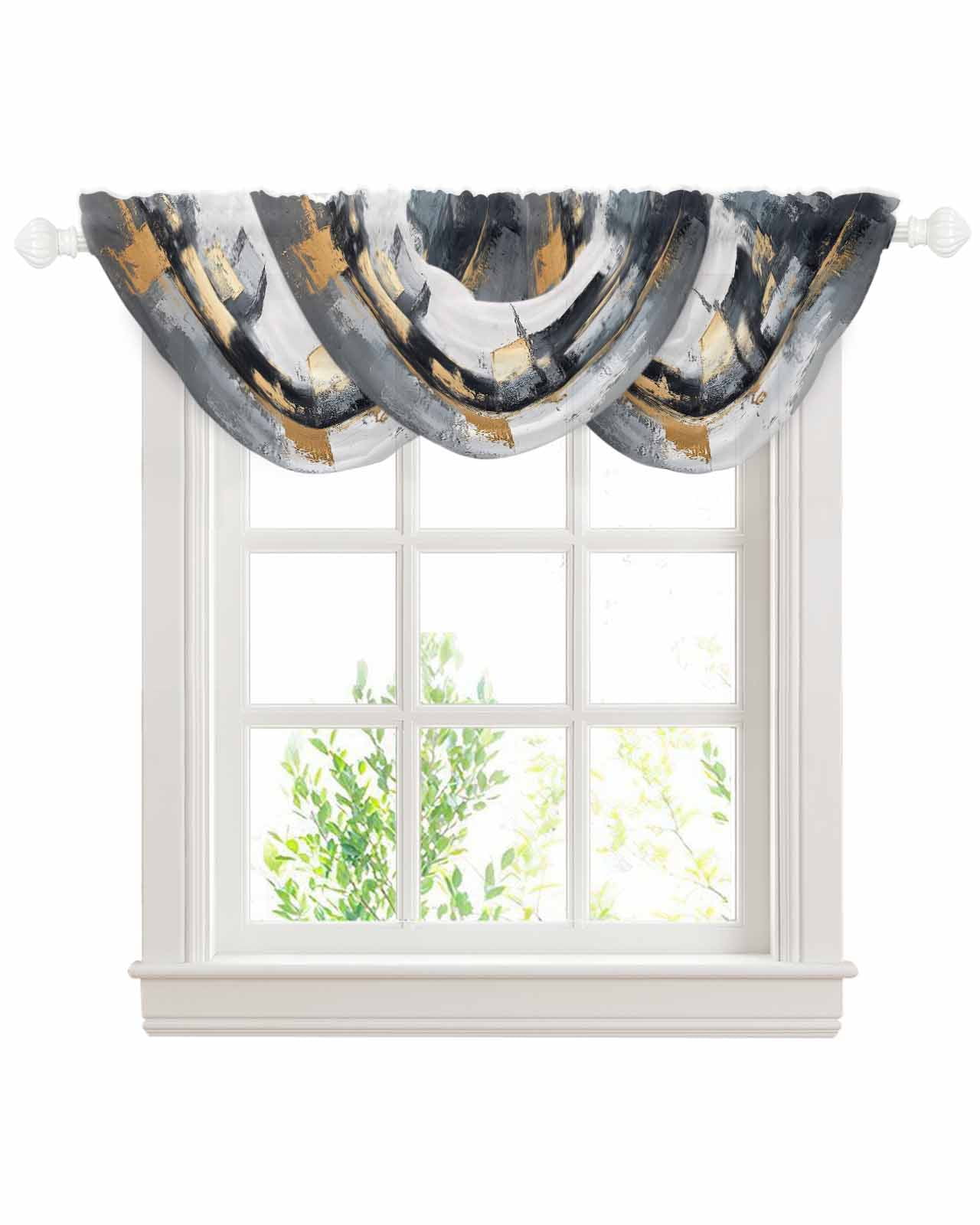 Waterfall Valance Curtains Vintage Building Sheer Swag Valance for ...