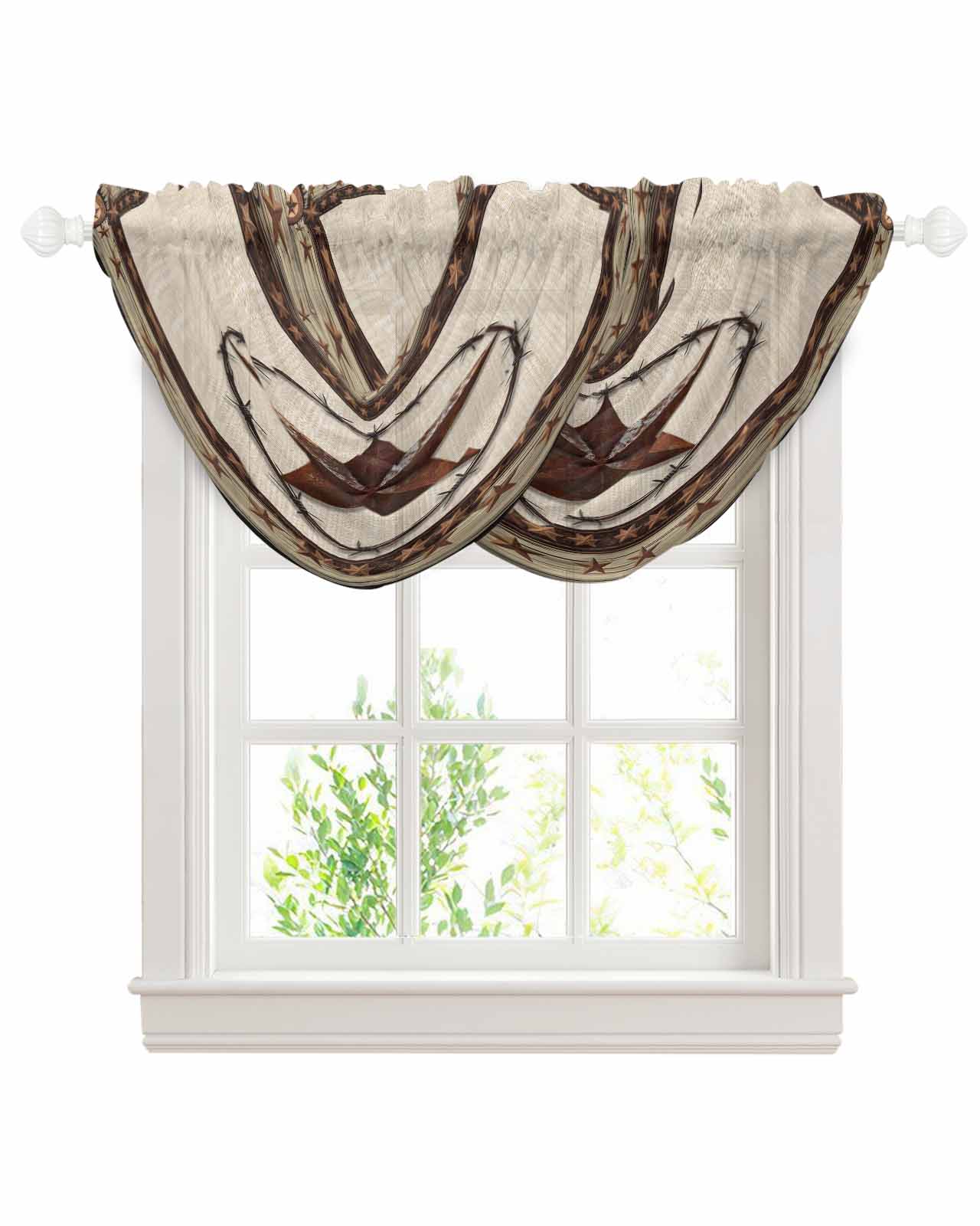 Waterfall Valance Curtains Vintage Rustic Sheer Swag Valance for ...
