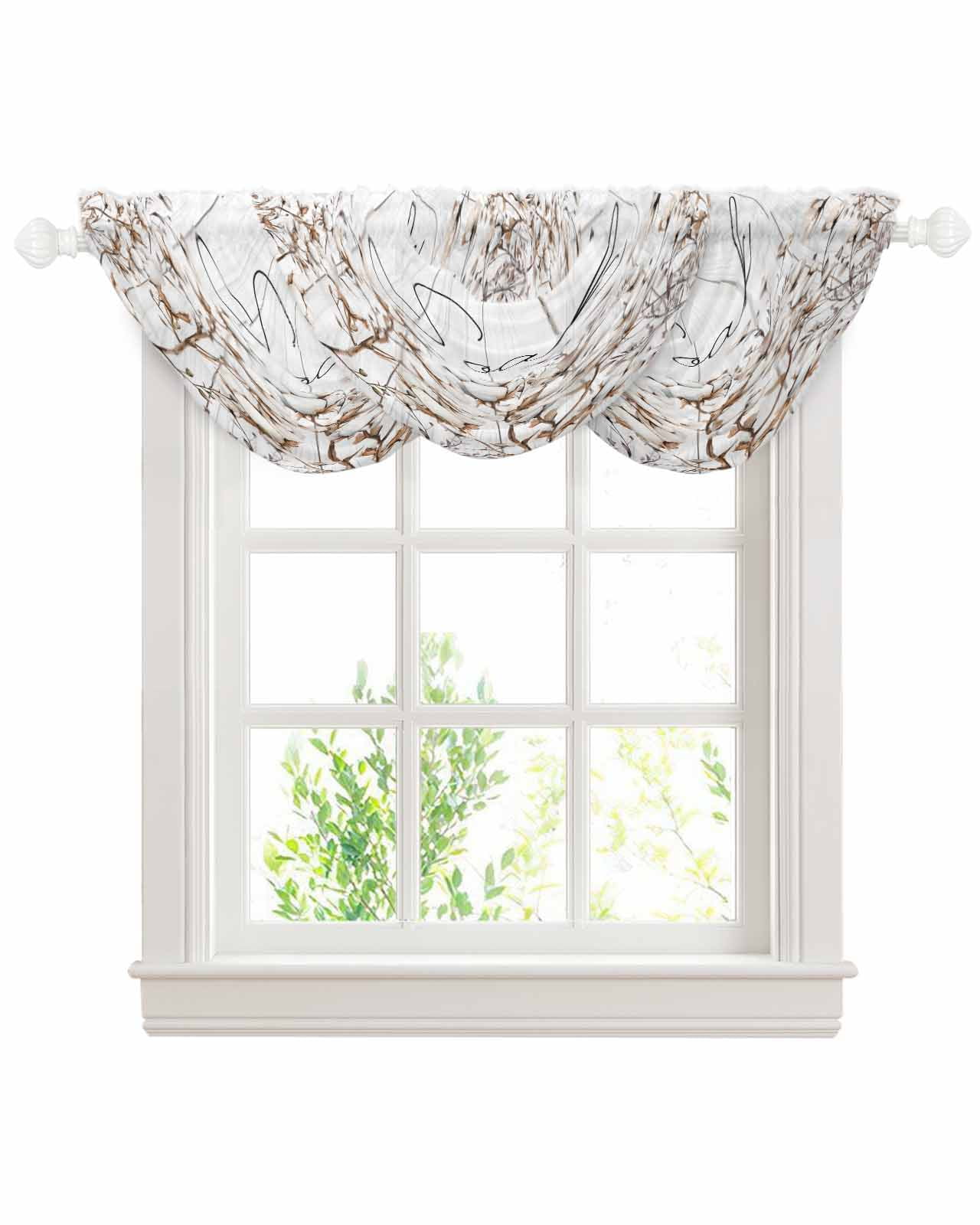 Waterfall Valance Curtains White Spring Floral Sheer Swag Valance for ...
