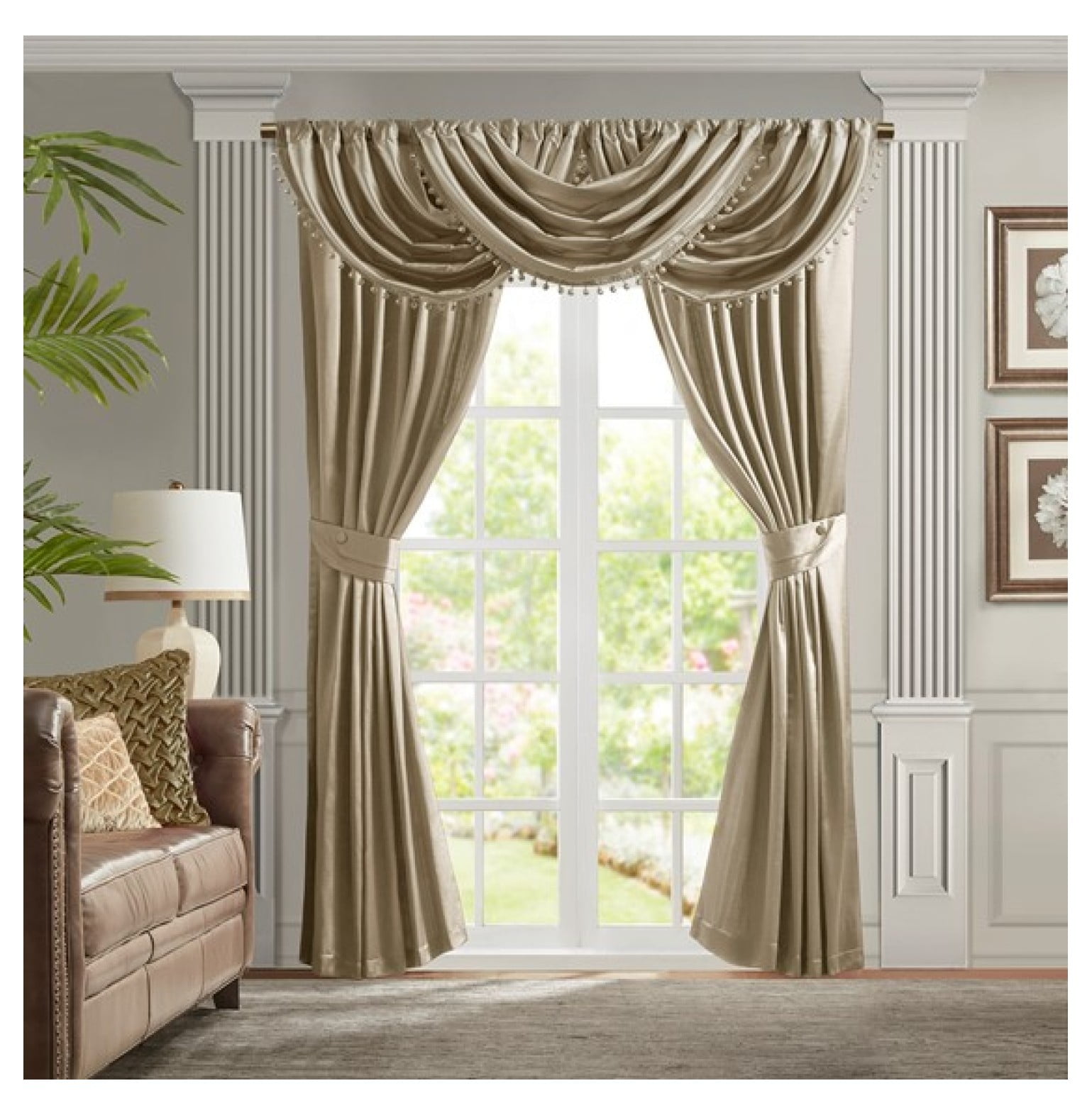 Waterfall Valance (Only 1 Pc Valance) Champagne + Polyester - Walmart.com