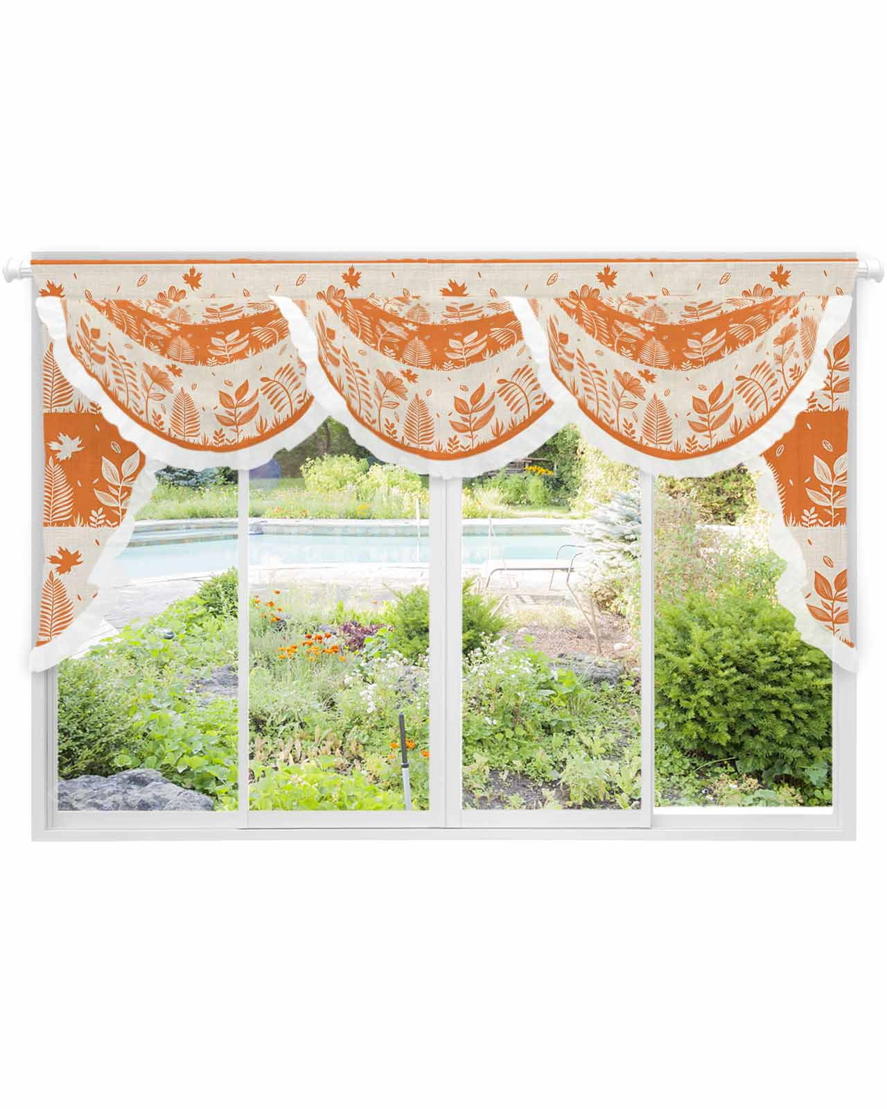 Waterfall Valances for Living Room, Fall Autumn Floral Flowers ...