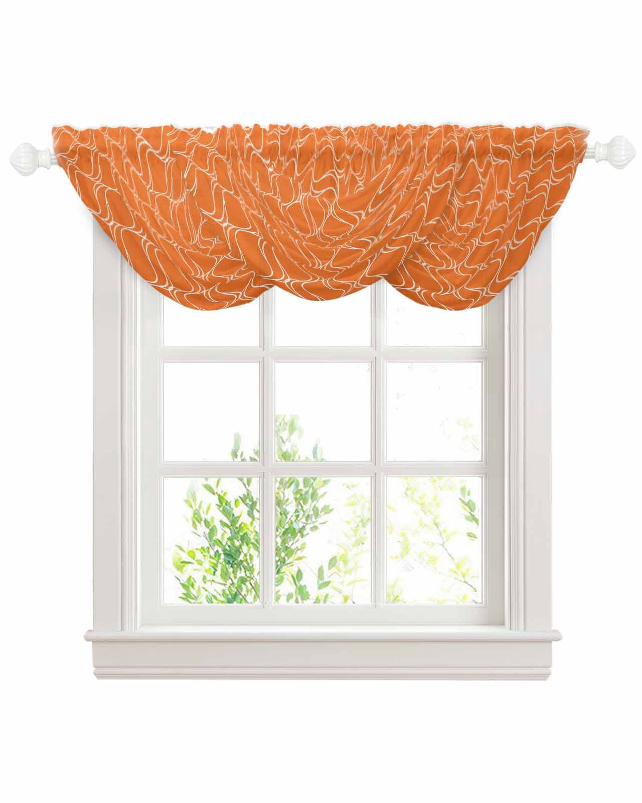 Waterfall Valances for Windows, Orange Stripes Kitchen Sheer Valance ...