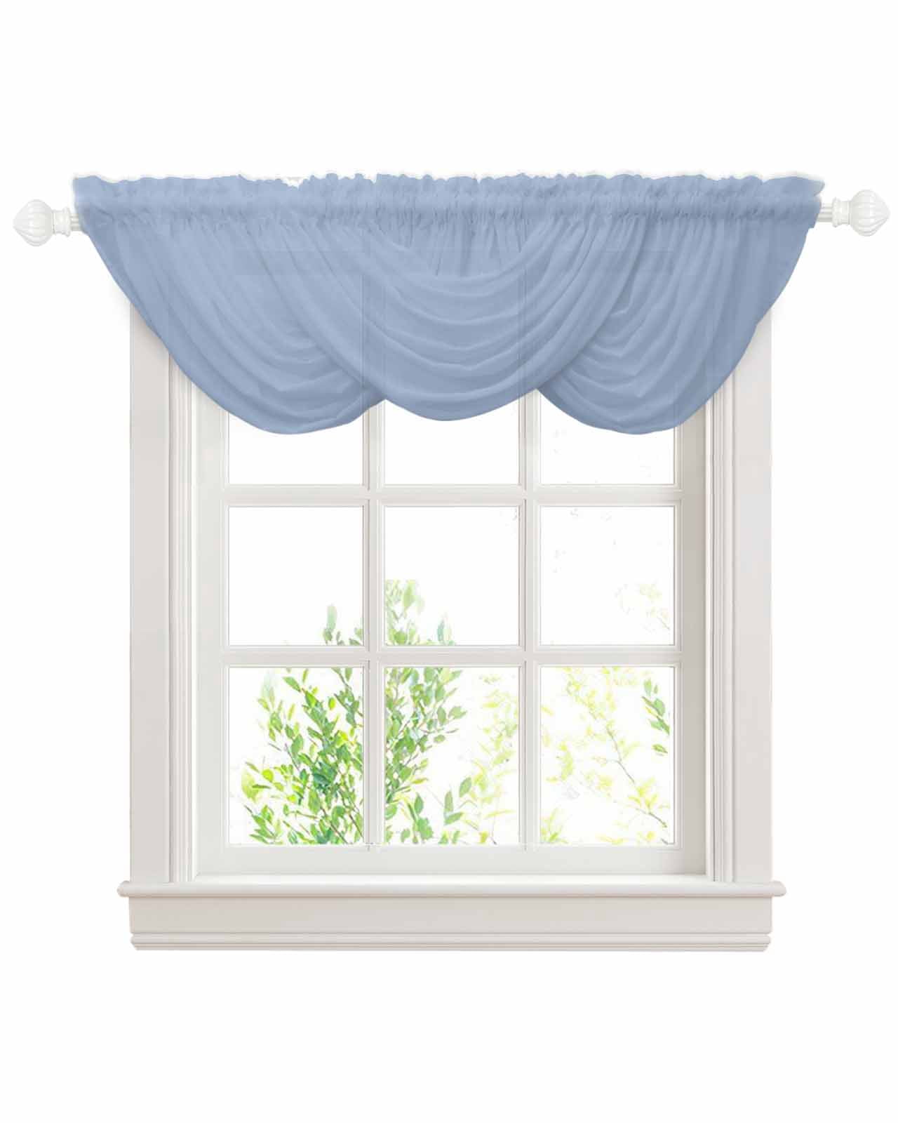 Waterfall Valances for Windows, Pure Light Blue Kitchen Sheer Valance ...