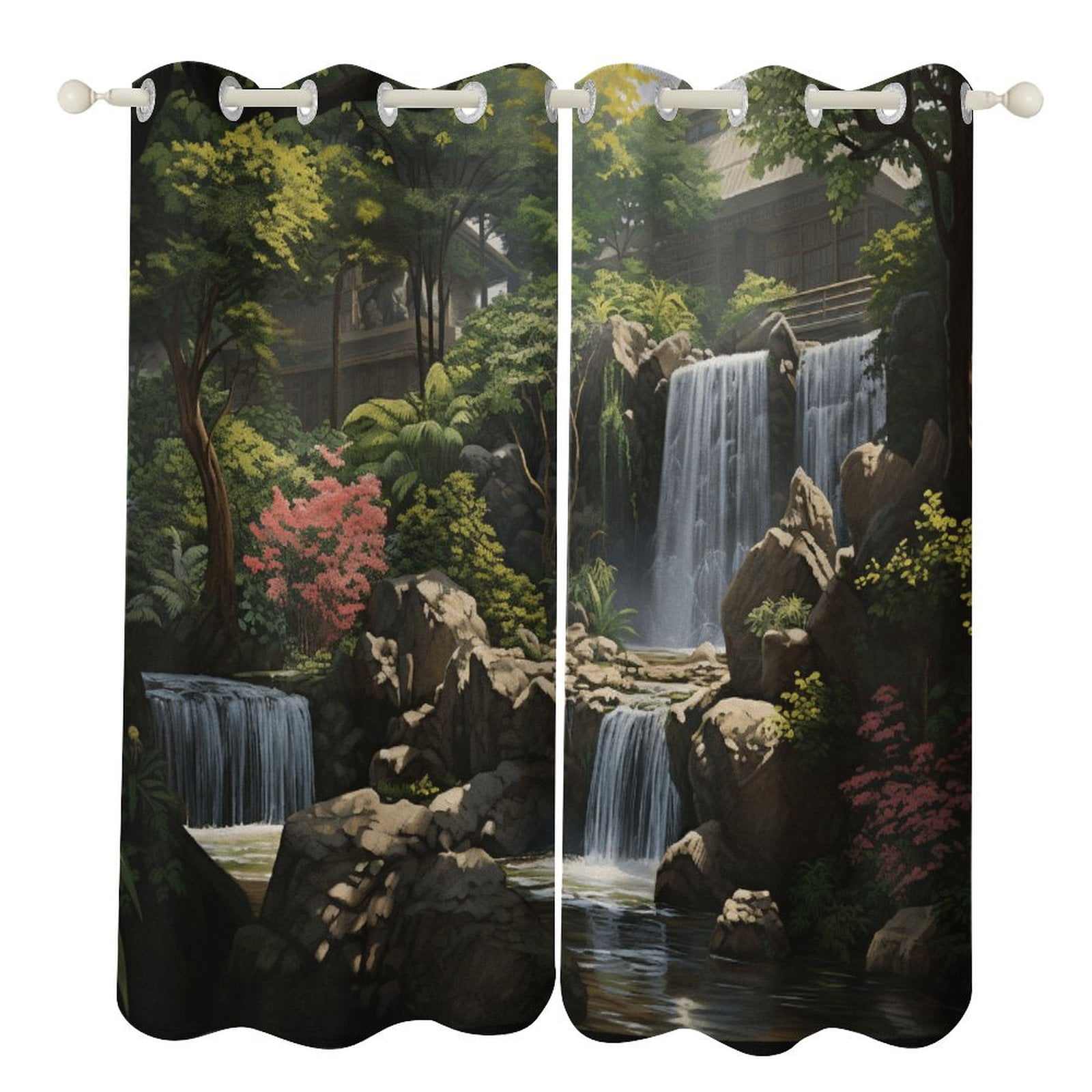 Waterfall Window Curtain Panels Grommet Blackout Curtains Blackout ...