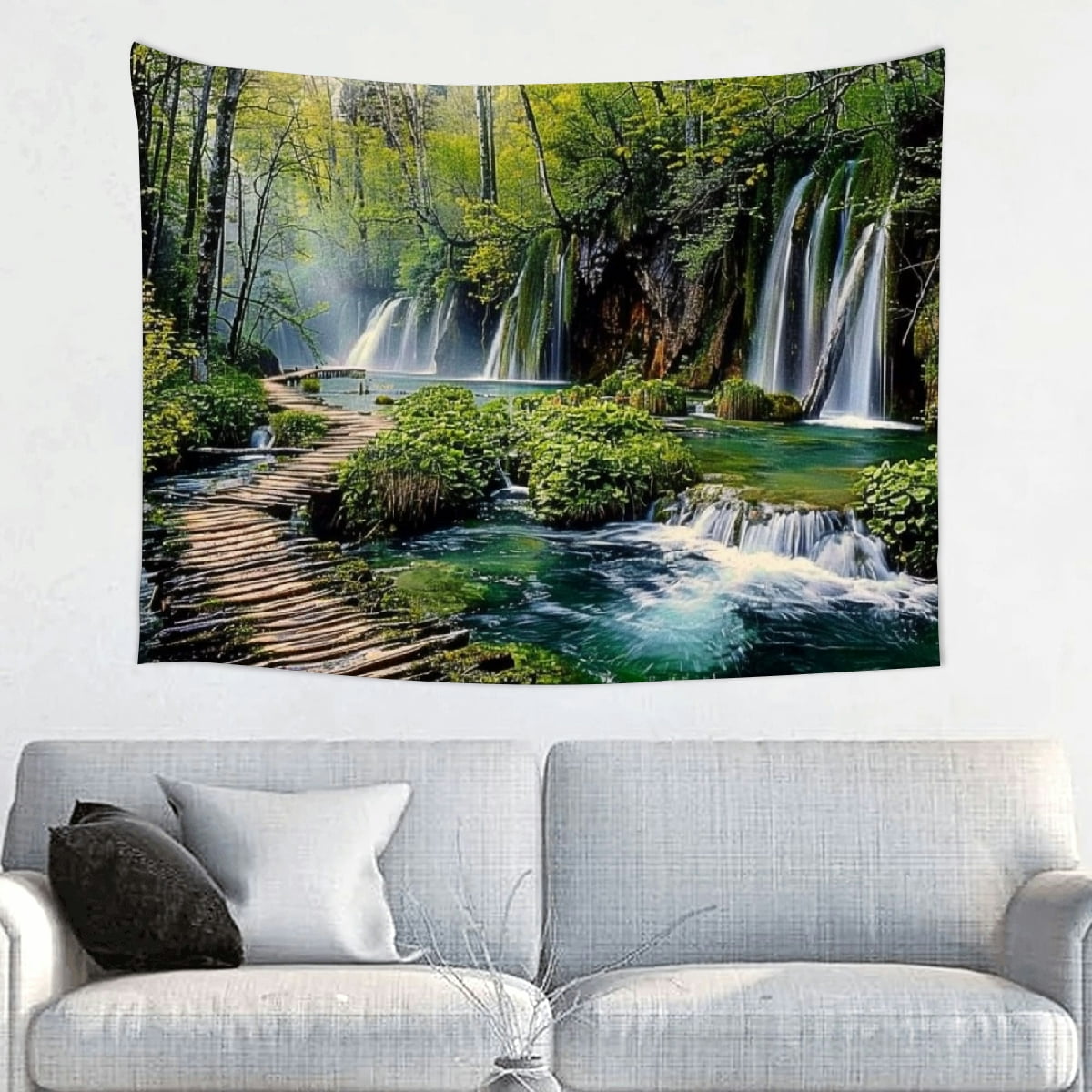 Waterfall, Woods, River Decorations for Dorm, 100% Polyester Home Wall ...