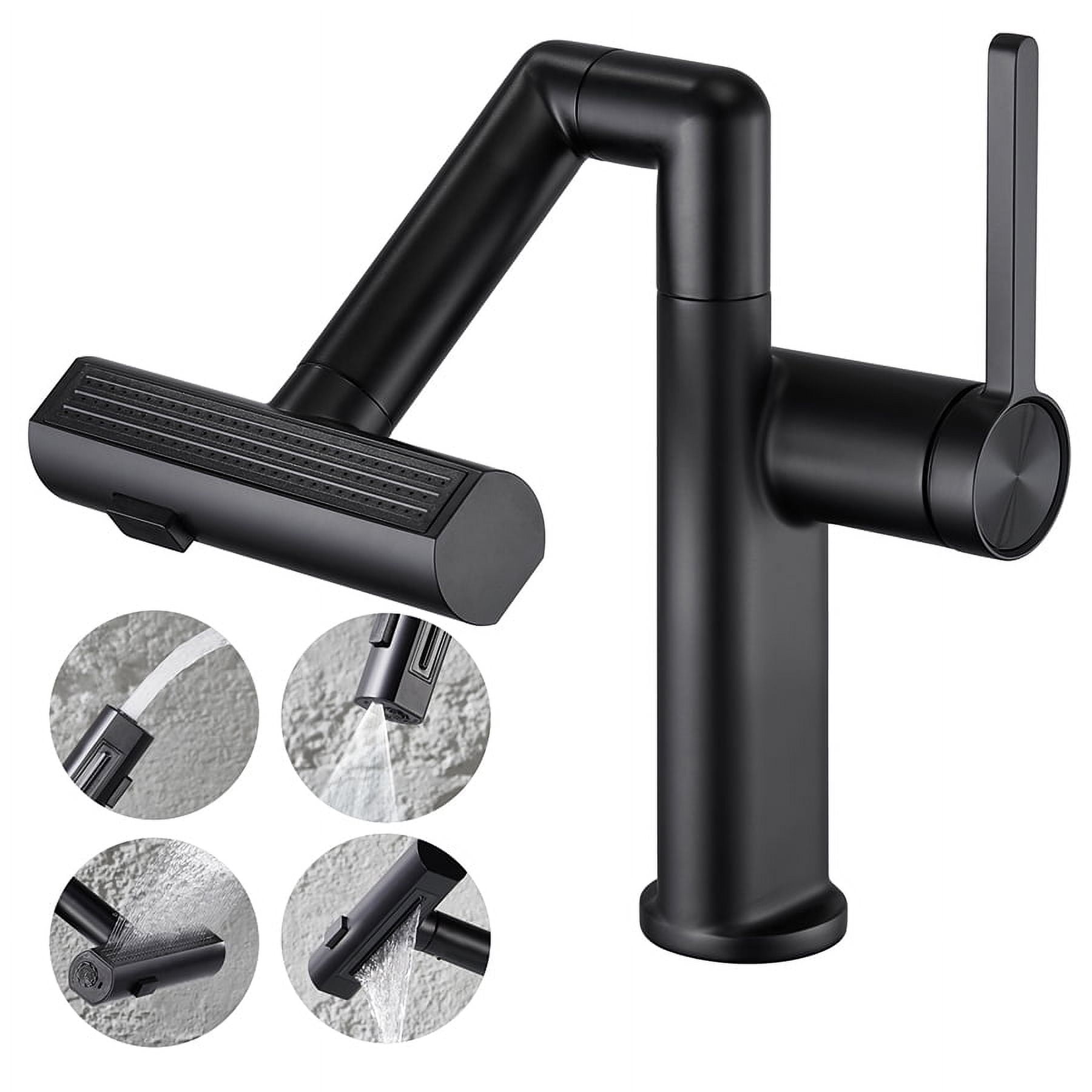 Waterfall bathroom sink faucet, 1080° swivel, modern single lever basin ...