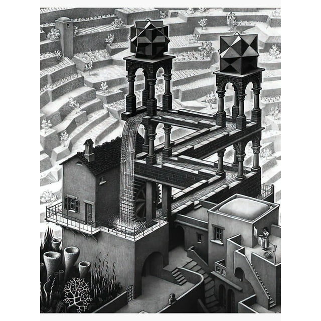Waterfall by M.C. Escher Posters Framed-unframed - Walmart.com