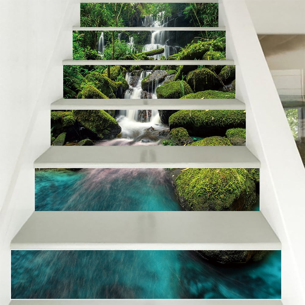 Waterfall wall stickers stairs stair rooms stair decorative floor ...