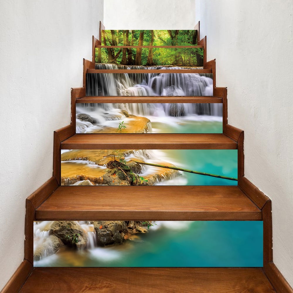 Waterfall wall stickers stairs stair rooms stair decorative floor ...
