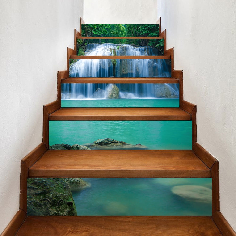 Waterfall wall stickers stairs stair rooms stair decorative floor ...