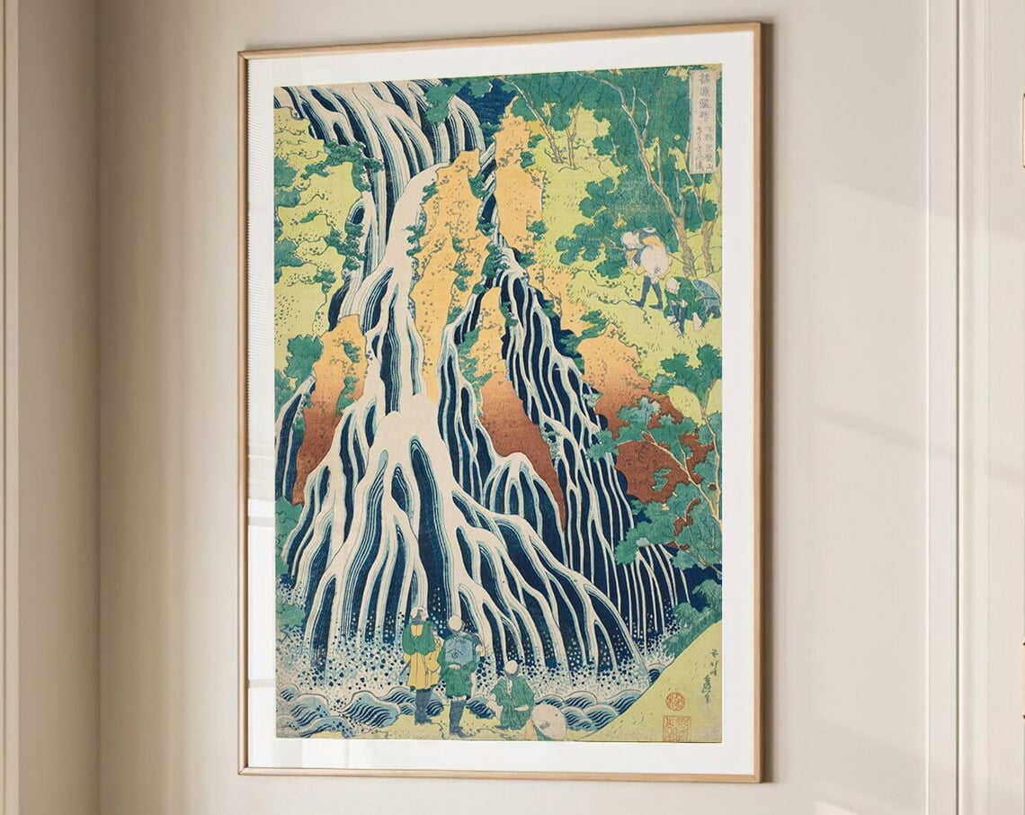 Waterfalls Katsushika Hokusai Japanese Woodblock Art Print Ukiyo-E ...