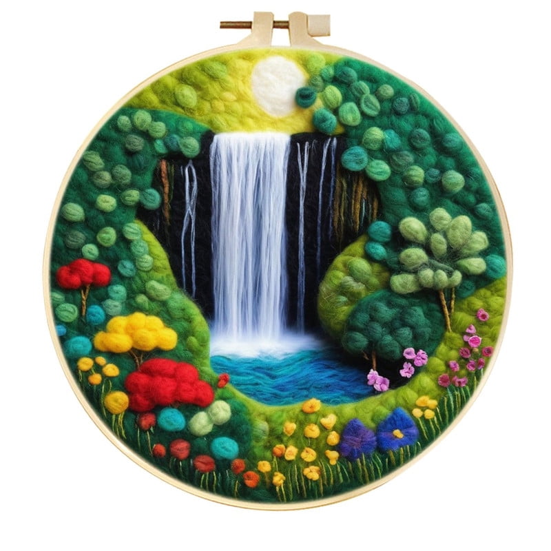 Waterfalls Needle Felting Set, Beginner Felt Painting Set, With Wool ...