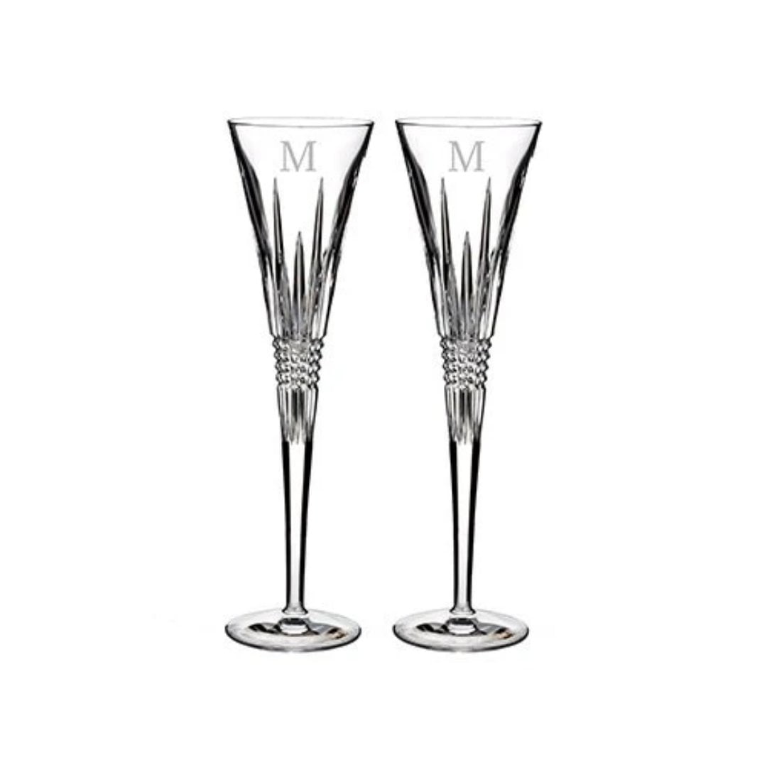 Waterford Lismore Diamond Flute Pair Block Monogram "M" - Walmart.com