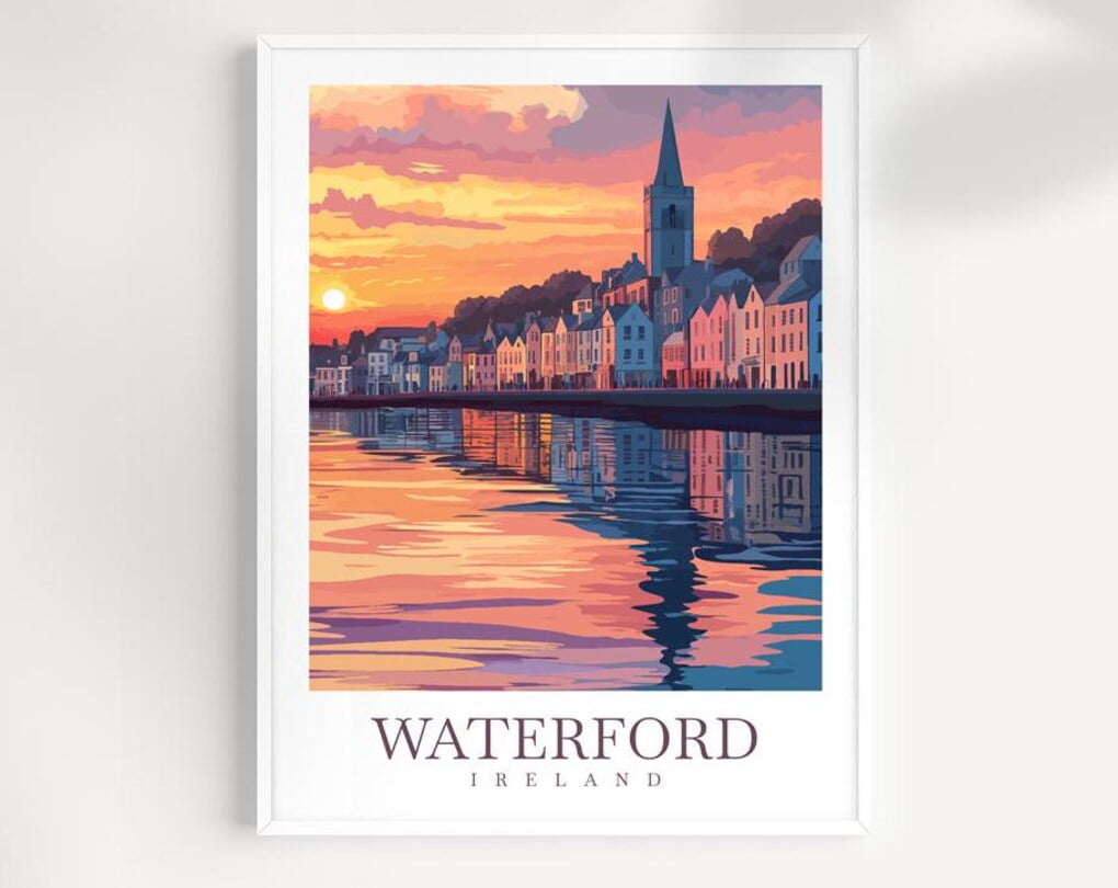 Waterford Travel Print Ireland Wall Art - Illustrated Coastal ...