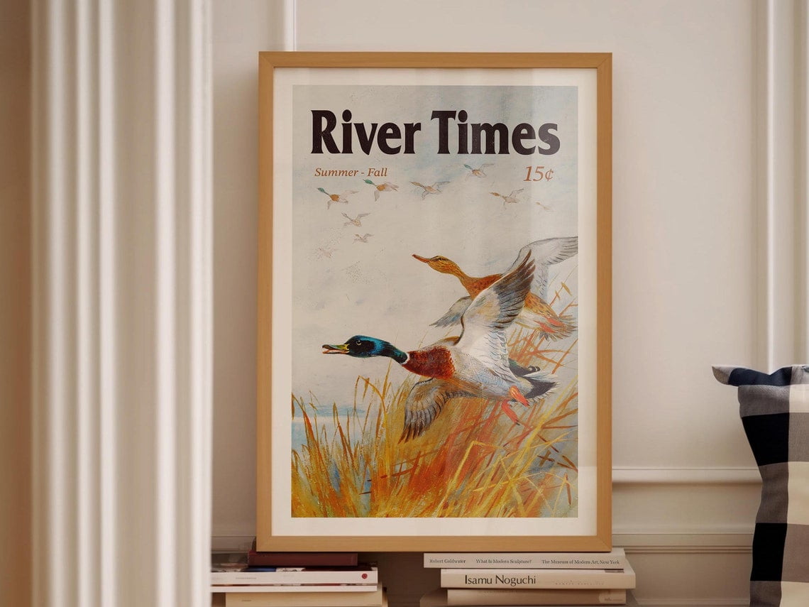 Waterfowl Hunting Print Gift For Hunter Wildlife Art Poster Retro ...