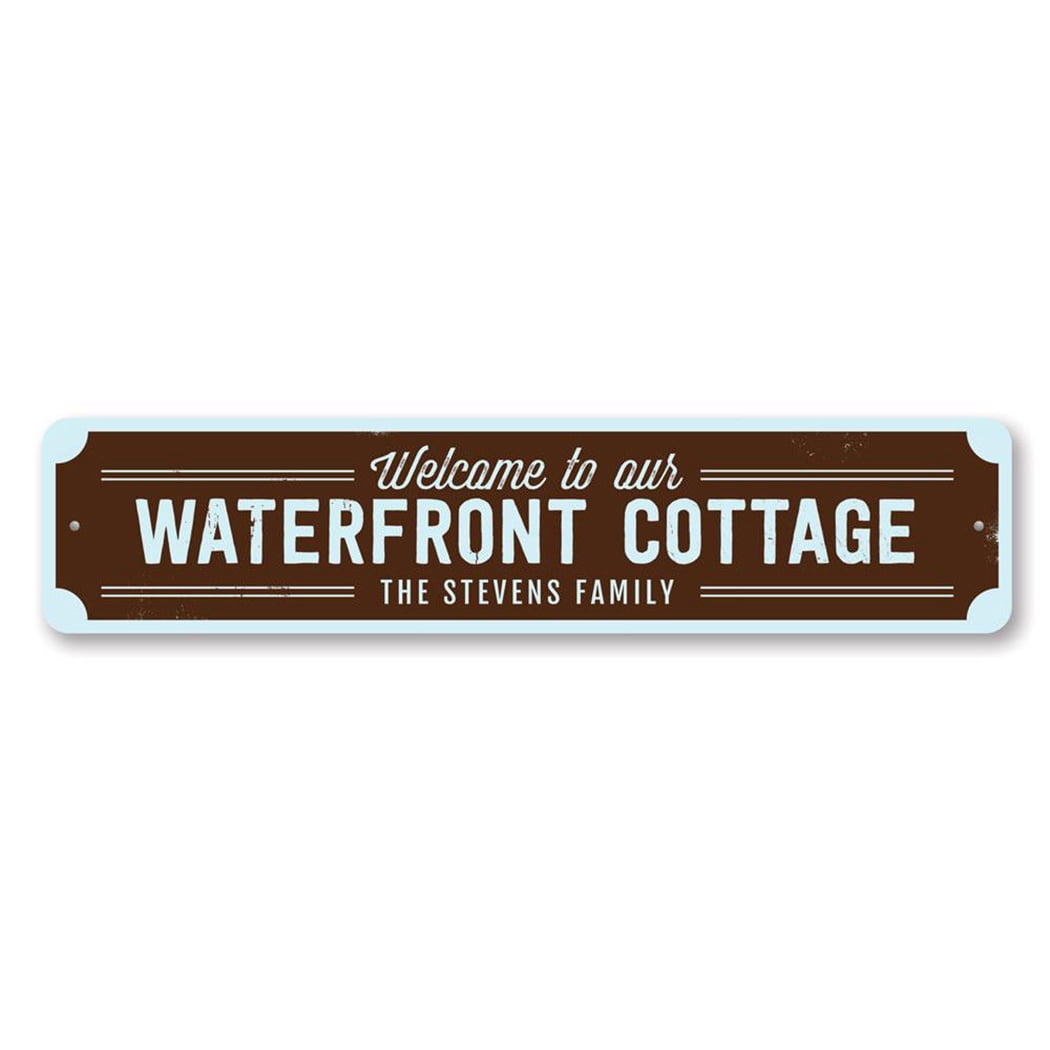 Waterfront Cottage Sign, Welcome Beach Sign, Custom Family Name Sign ...