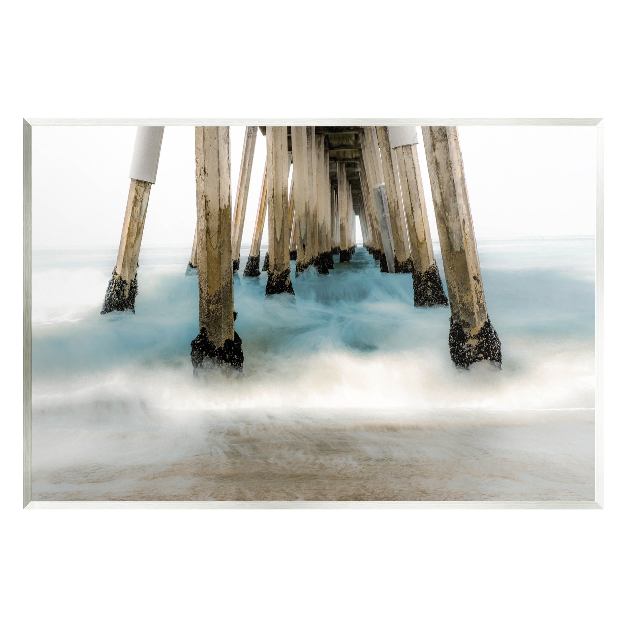 Waterfront Pier Splashing Sea Waves Coastal Graphic Art Unframed Art ...