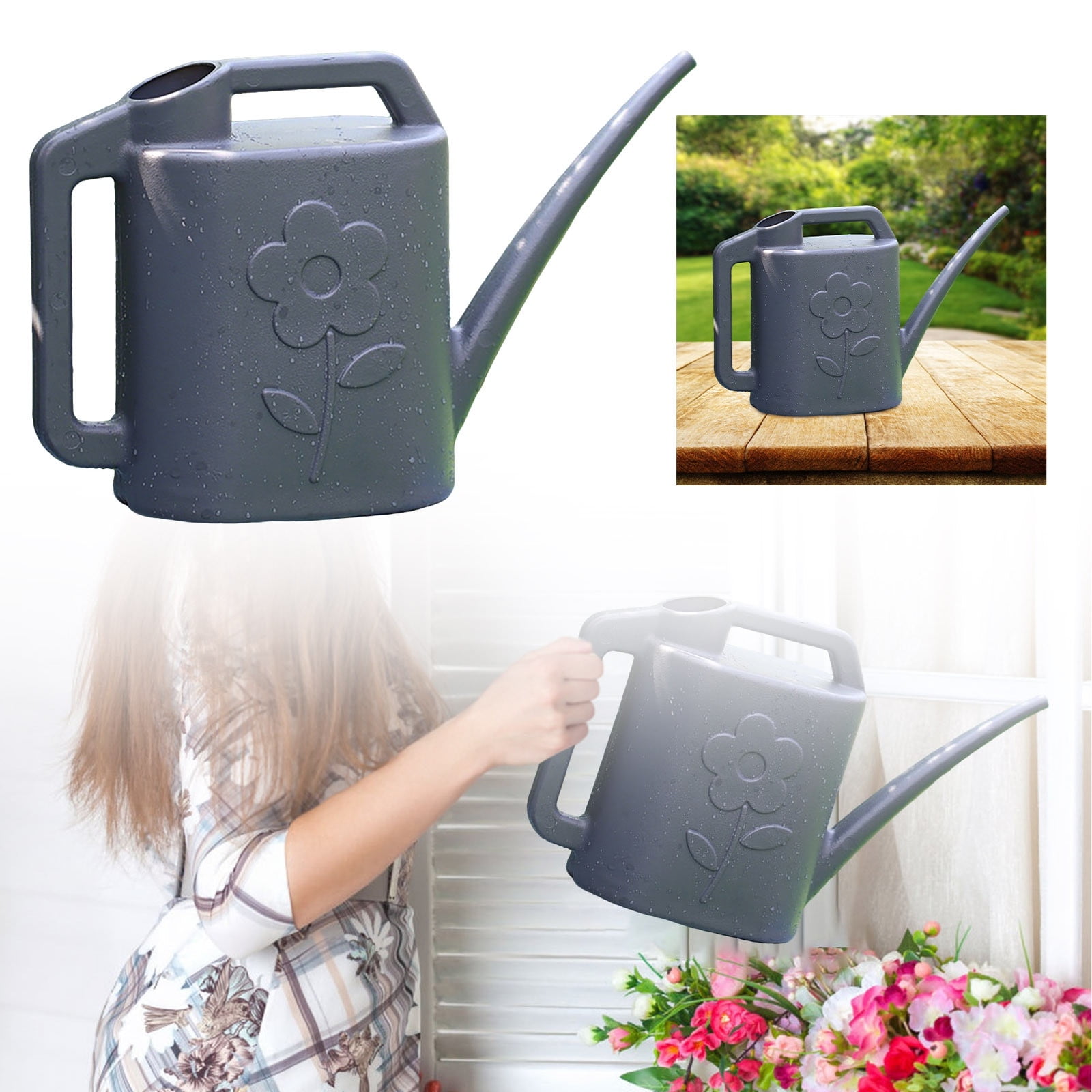 Watering Can - 4L Flower Watering Can Large Capacity Plastic Watering ...
