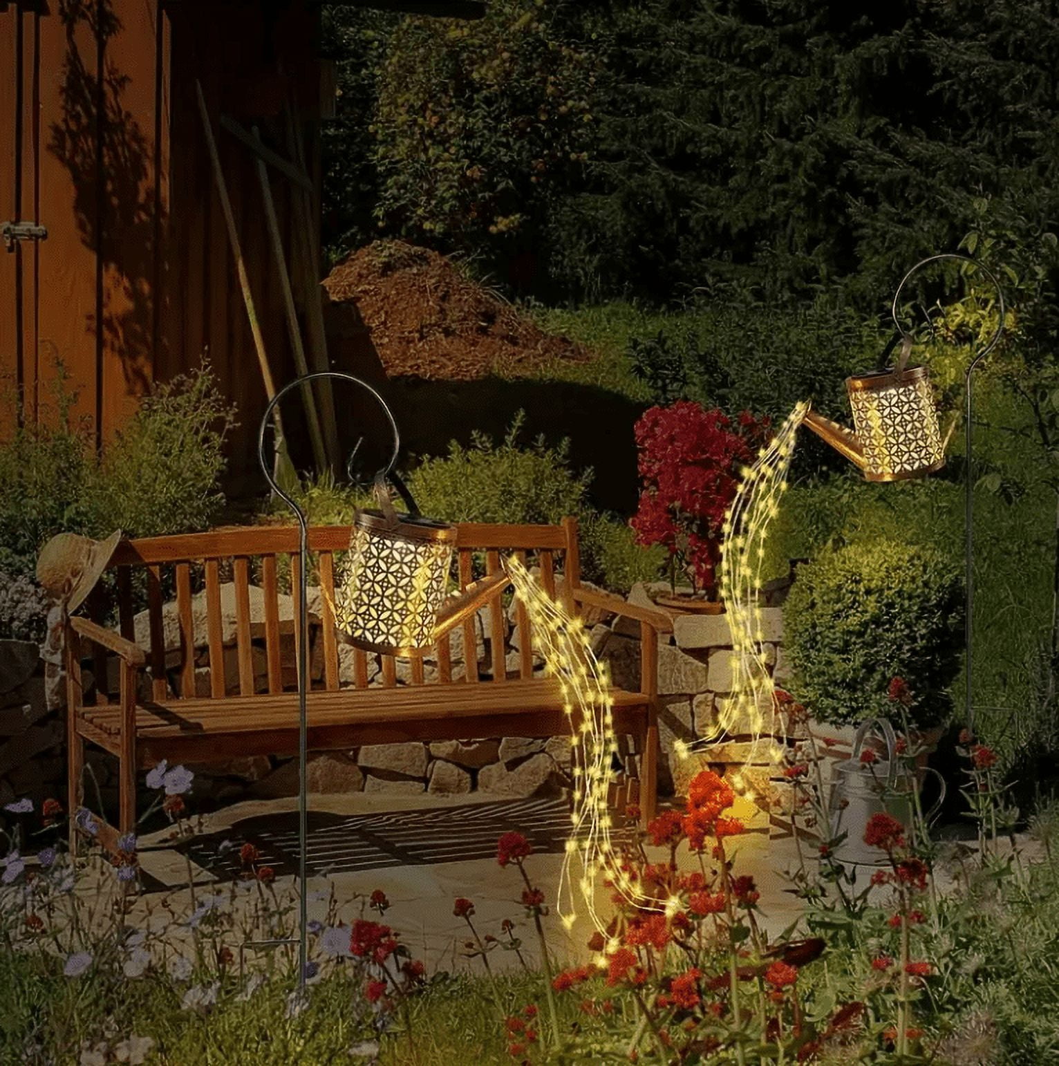 Solar Powered Watering Can with Garden Lights, Outdoor Decorative Stake ...