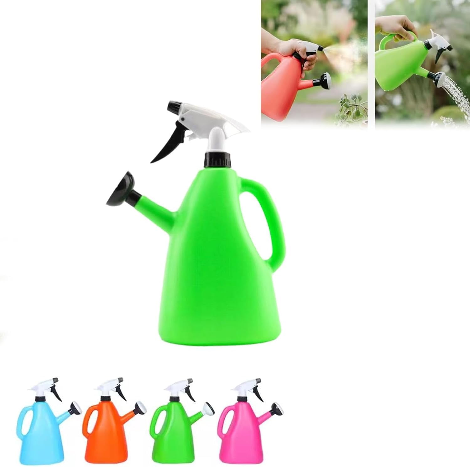 Watering Can with Sprayer, 1 L Plastic Dual-Purpose Hand Pressure ...