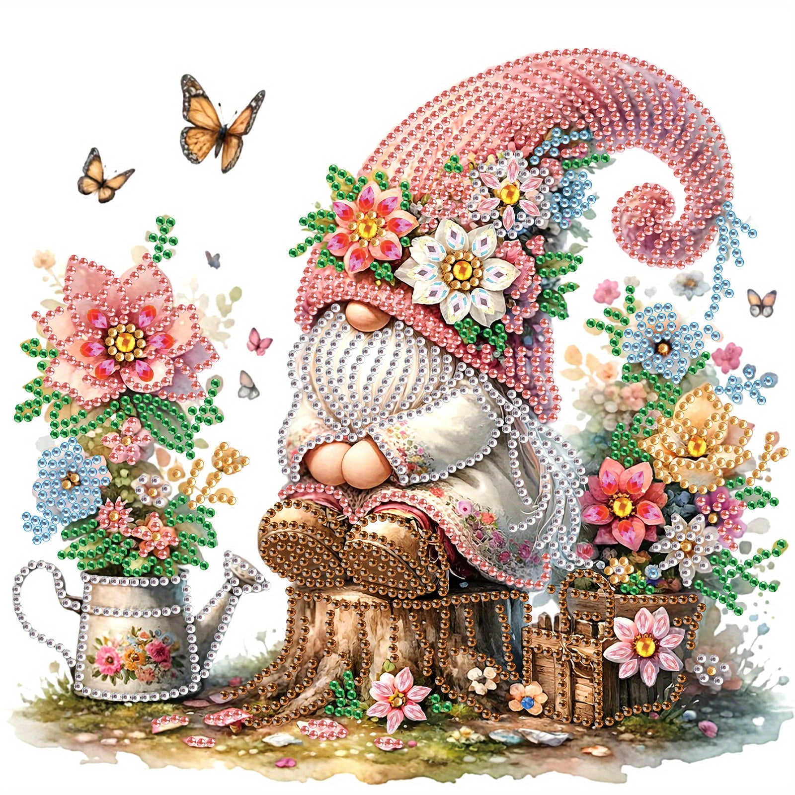 Watering Pink Hat Gnome Diamond Art Painting Kit - Walmart.com