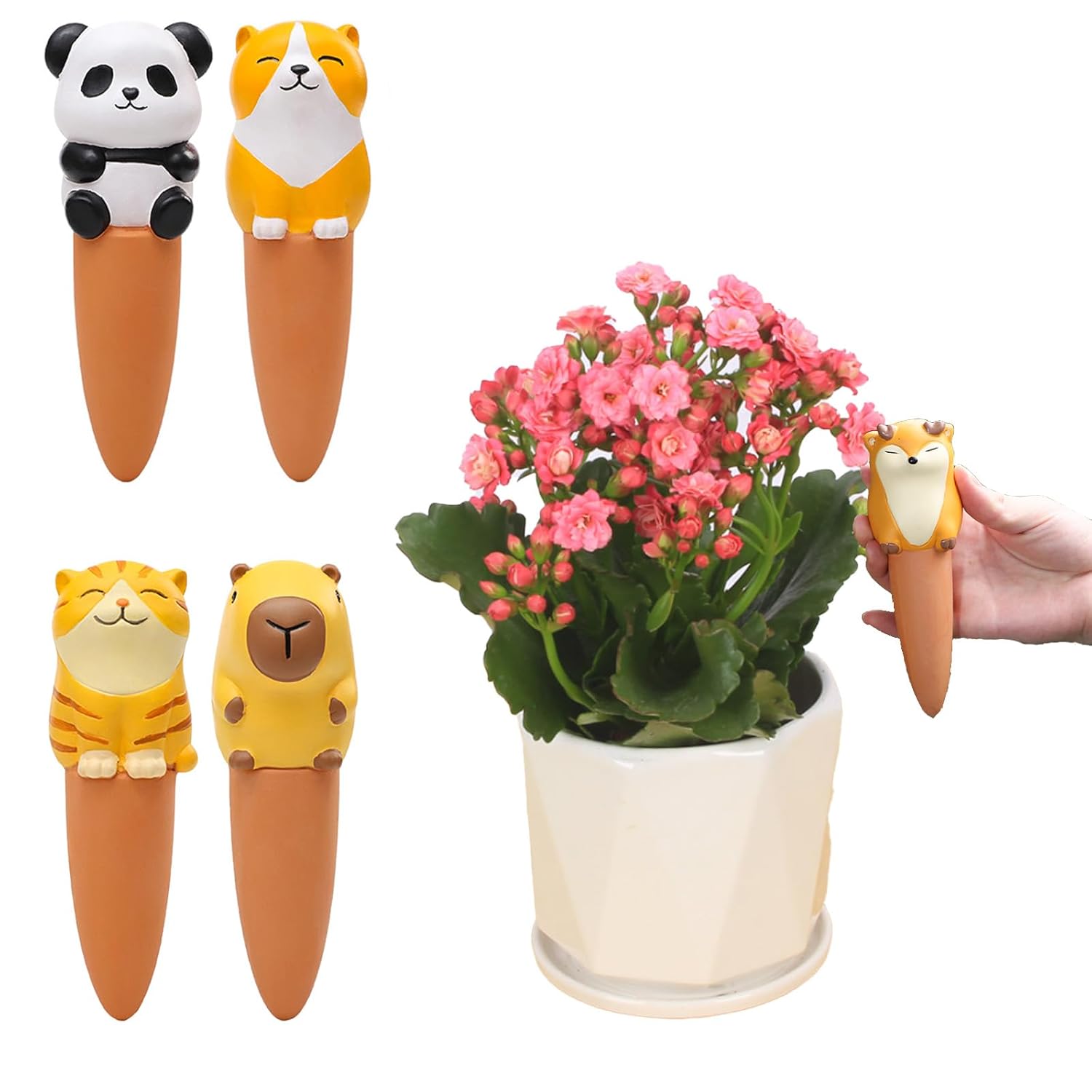 Watering Spikes | Indoor Planter Irrigation Tool, 4-Pack of Cute Animal ...