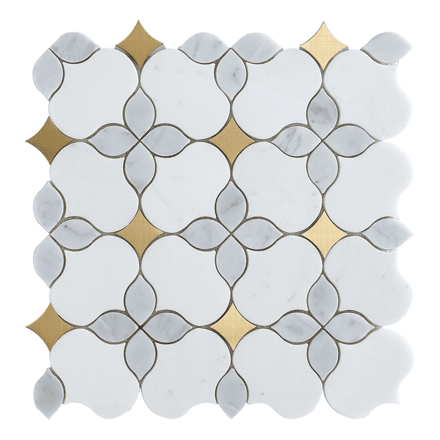 Waterjet Marble & Metal Mosaic Wall & Floor Tile - Case (10 Sheets ...