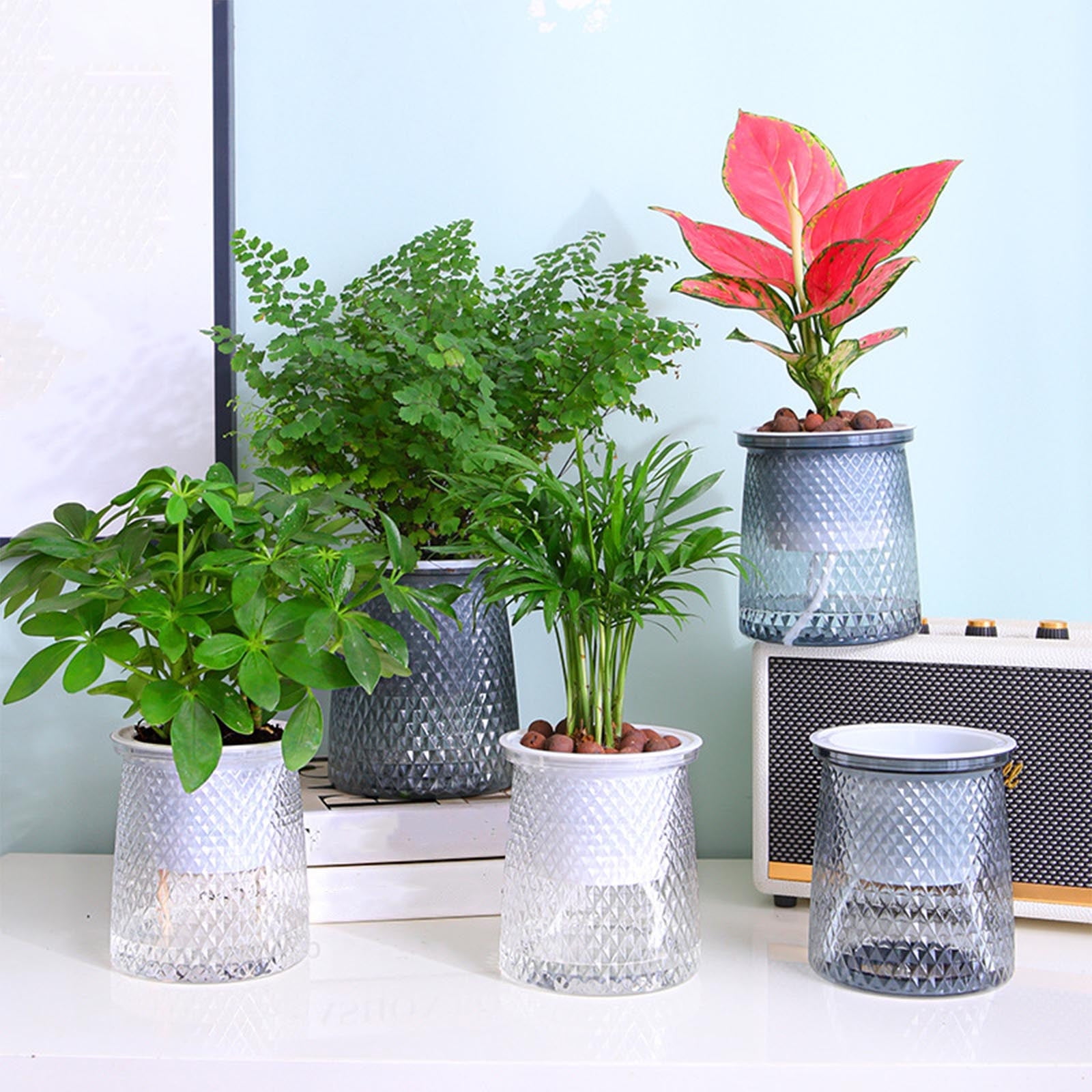 Waterless Automatic Self-Watering Flower Pot | Hydroponic Plastic ...