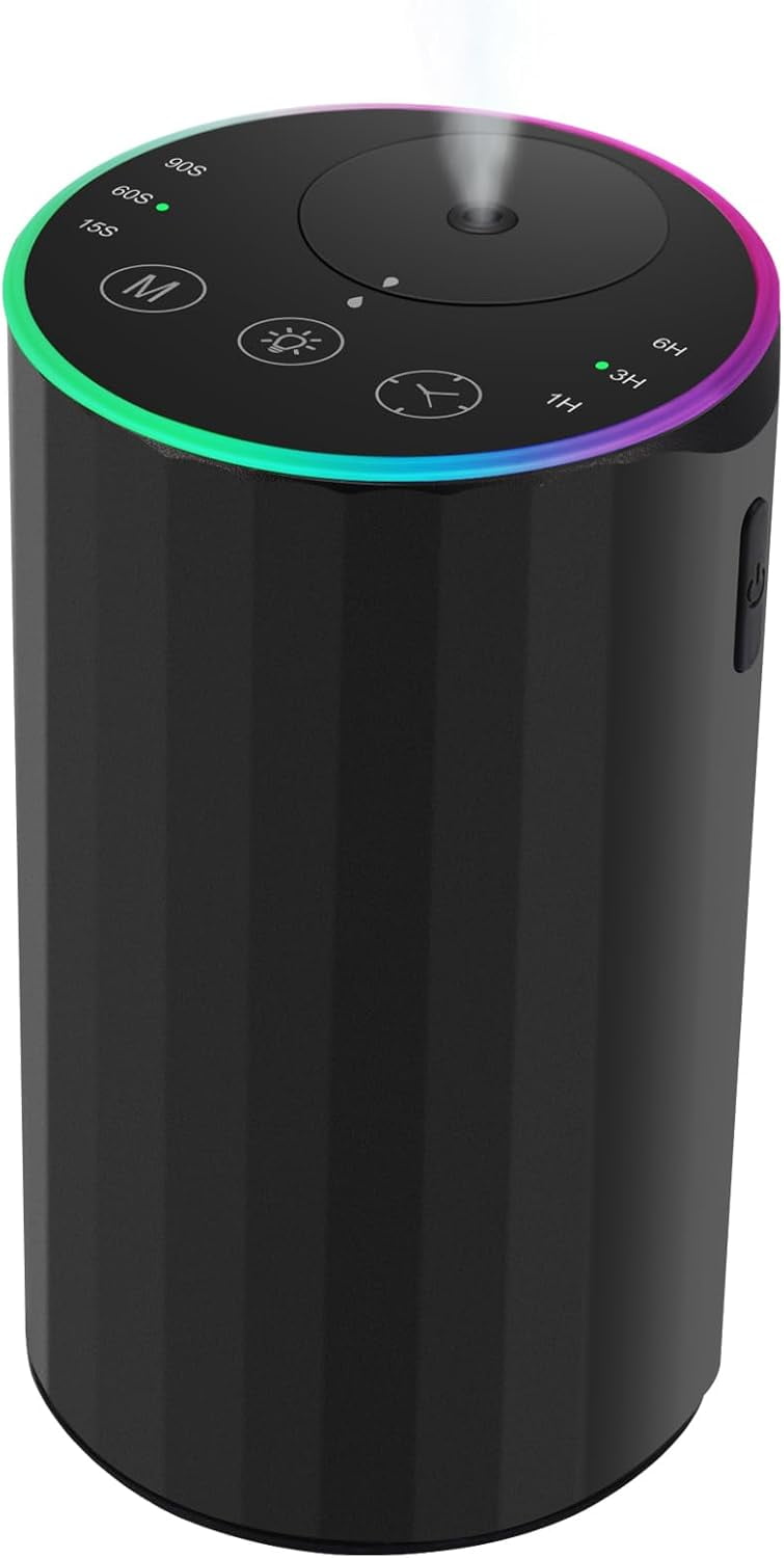Waterless Essential Oil Diffuser, 7 Colors LED Light, Battery Powered ...