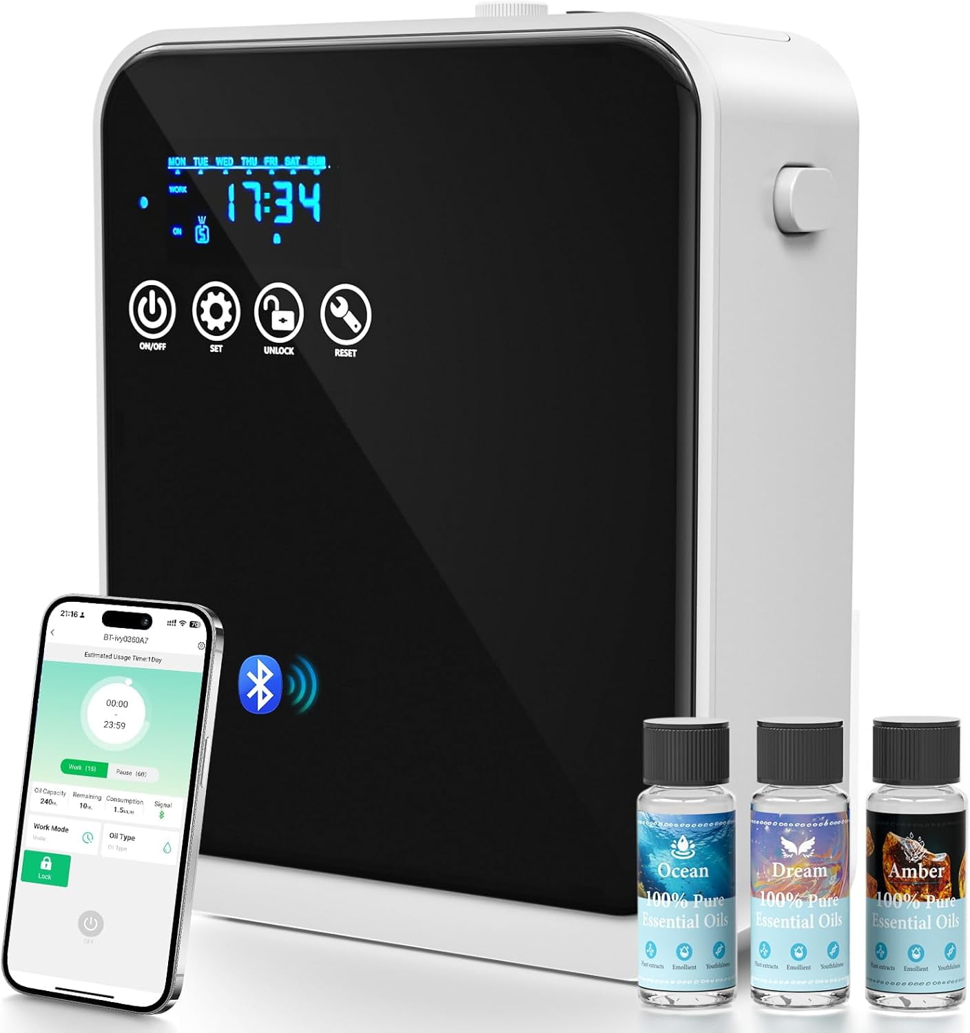 Waterless Essential Oil Diffuser,Aromatherapy Scent Diffuser Air ...