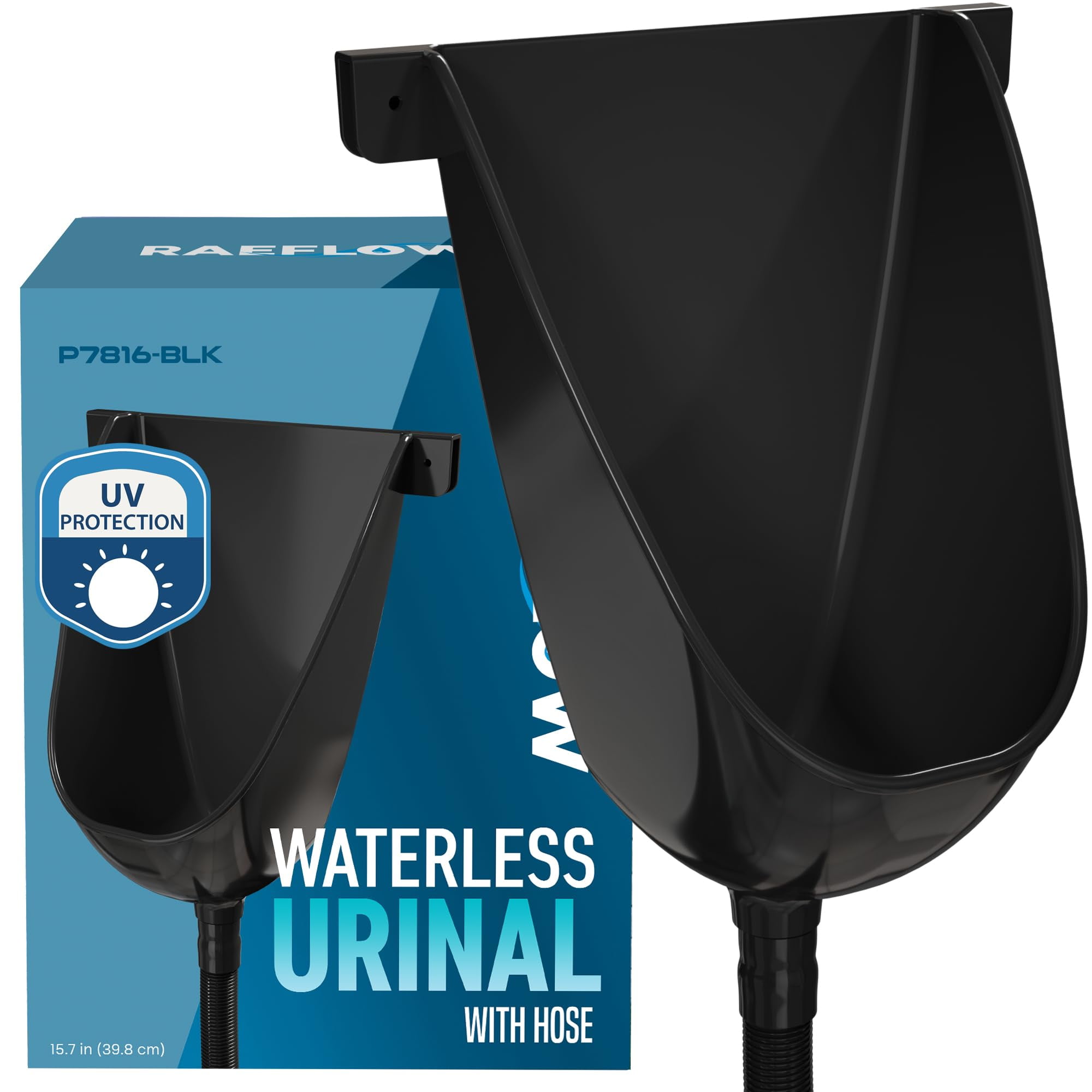 Waterless Urinal with Hose (Black) - UV Resistant Outside Urinal ...