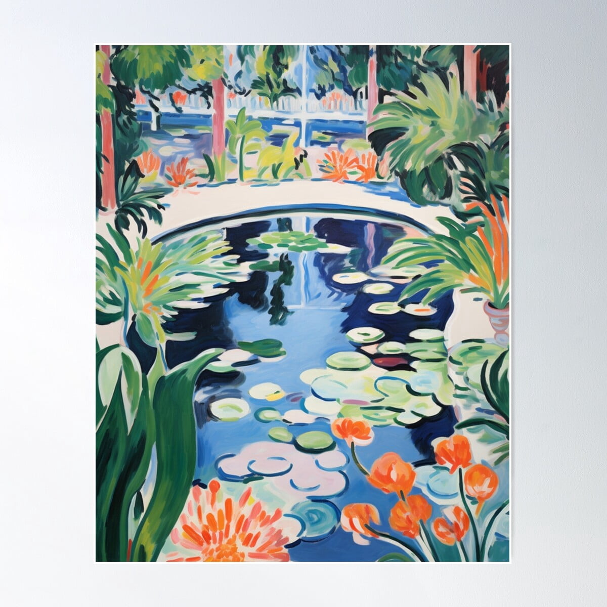 Waterlilies Garden Pond Fauvism Poster Wall Art, Modern Wall Decor For ...