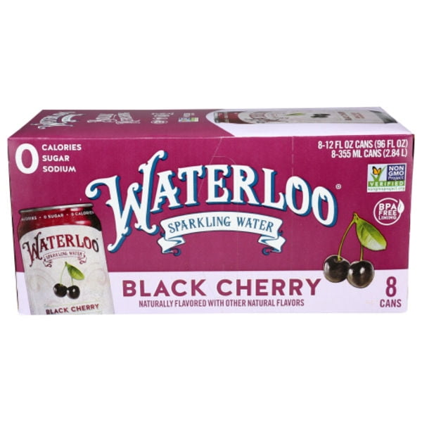 Waterloo Black Cherry Sparkling Water 8 Pack Case 12 fl oz Package May ...