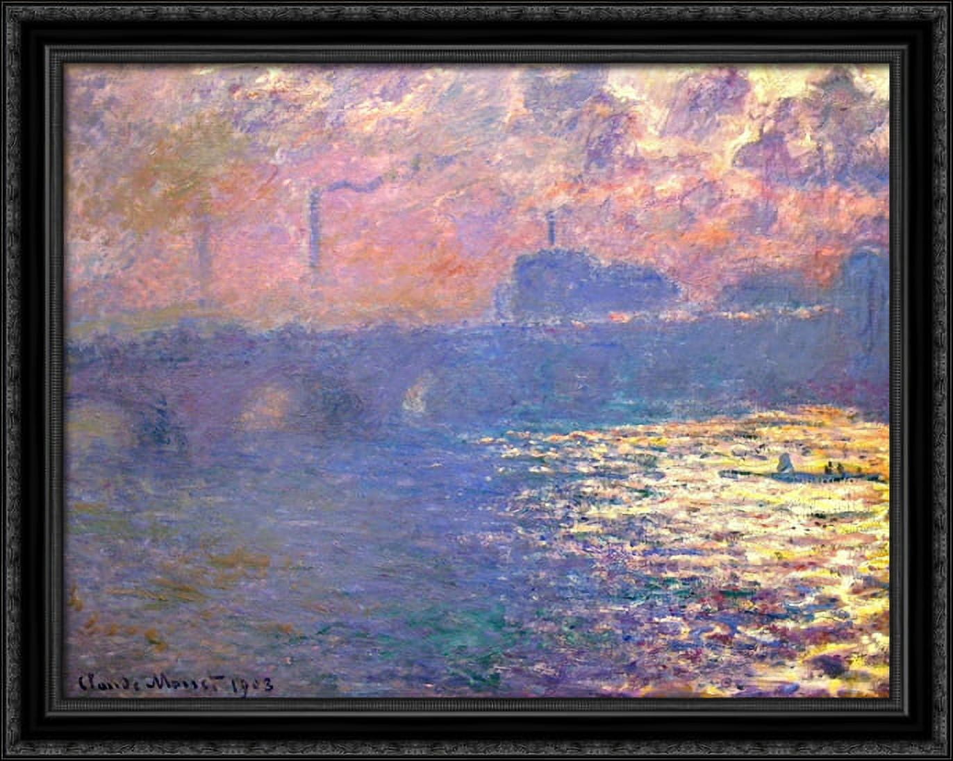 Waterloo Bridge, Sunlight Effect 34x28 Large Black Ornate Wood Framed ...