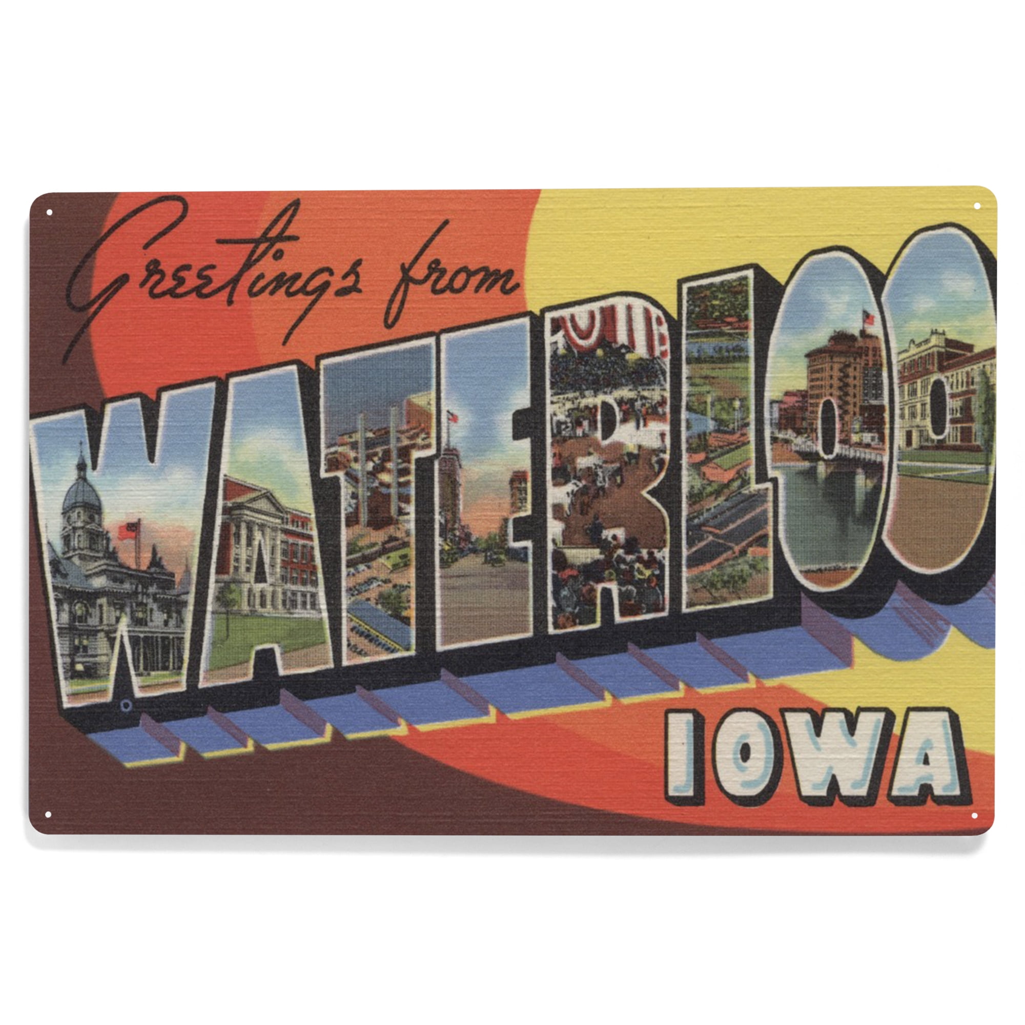 Waterloo, Iowa, Large Letter Scenes (12x18 Aluminum Art, Indoor Outdoor ...