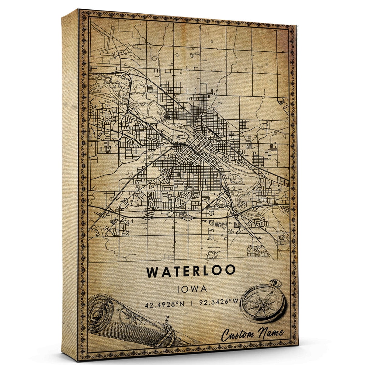 Waterloo Map Poster, Iowa Map City Art Poster, Canvas, Waterloo Map ...